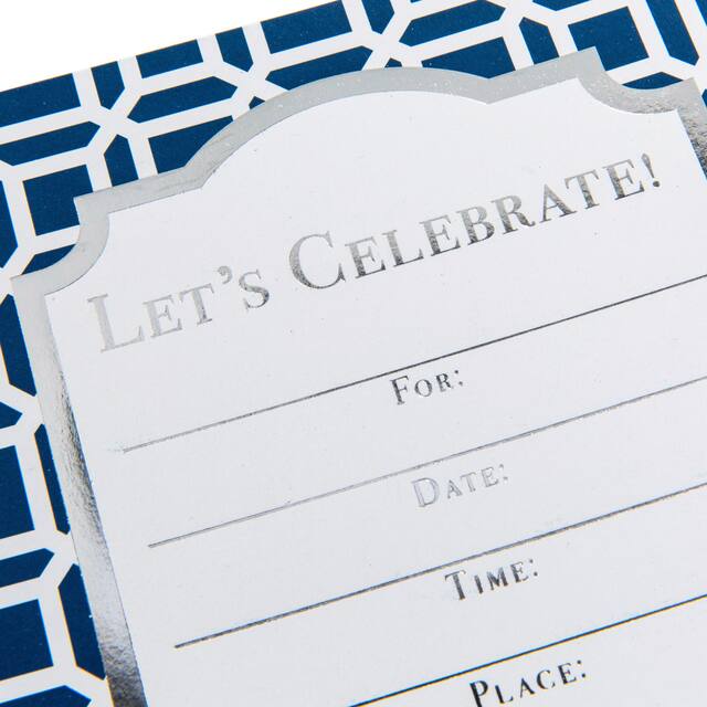 Metallic Blue Geometric Invitations, 8-pk | Party City