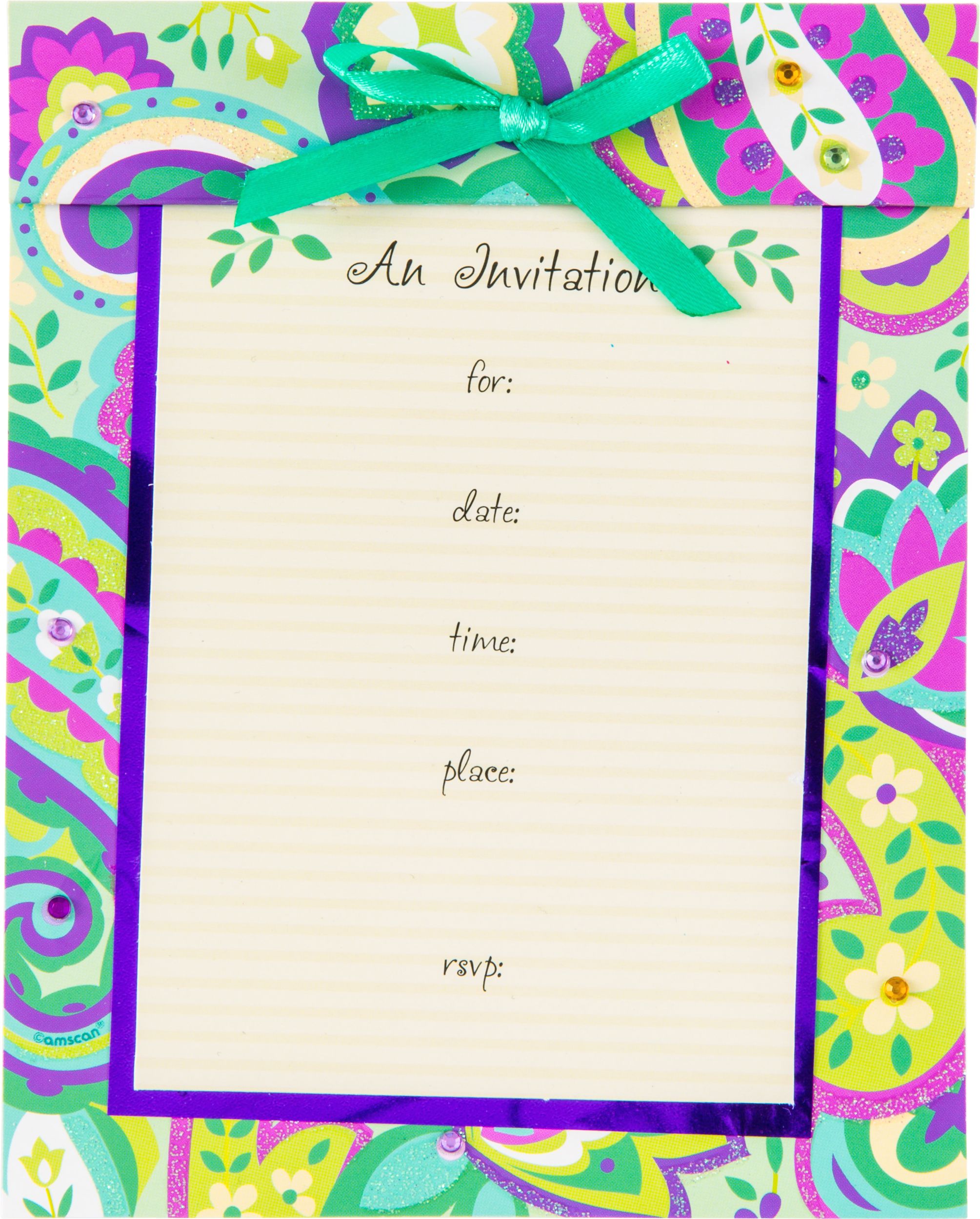 Premium Glitter Paisley Passion Invitations, 8-pk | Party City