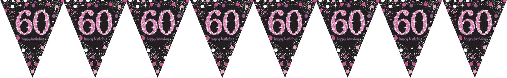 Sparkling Celebration Pink Prismatic 60th Birthday Pennant Banner ...