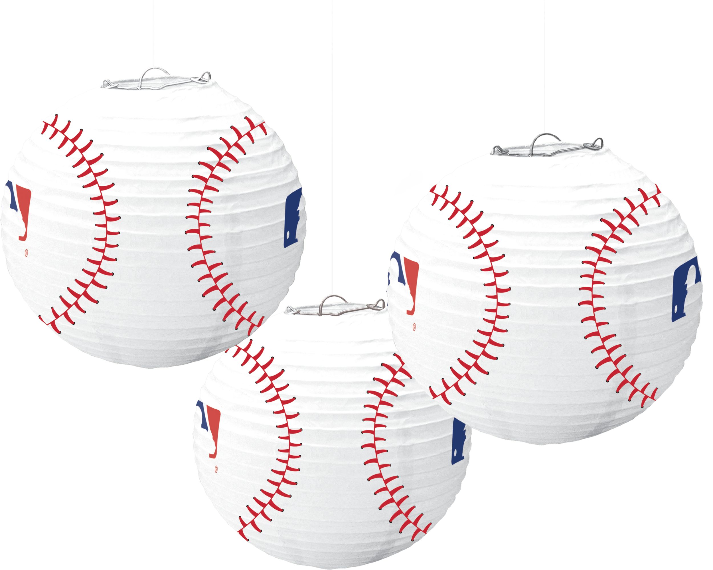 Major League Baseball MLB Baseball Paper Lantern Hanging Decorations, White/Red, 9.5-in, 3-pk ...
