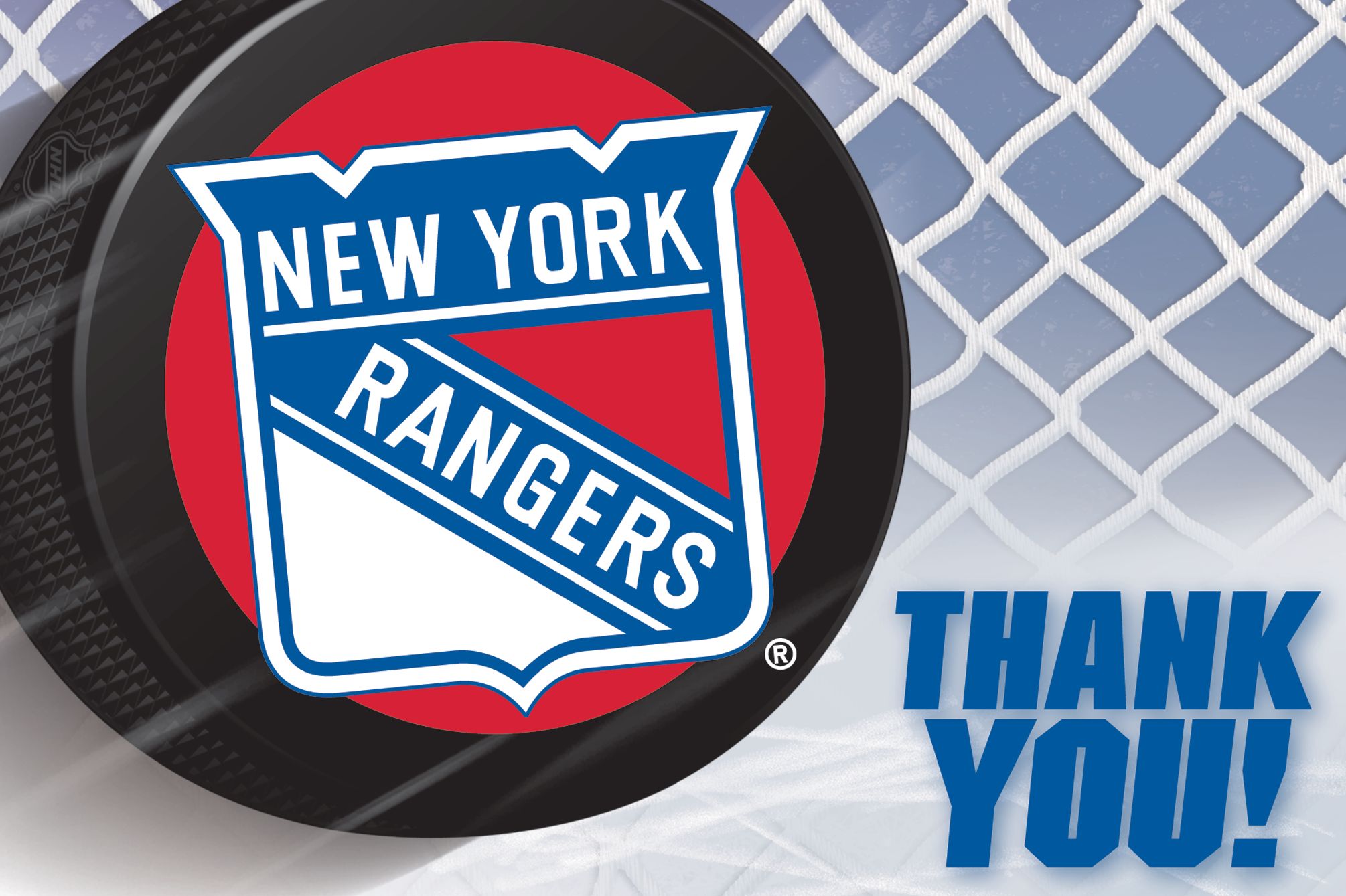 Cartes d'invitation et de remerciement Rangers de New York, paq. 8 ...