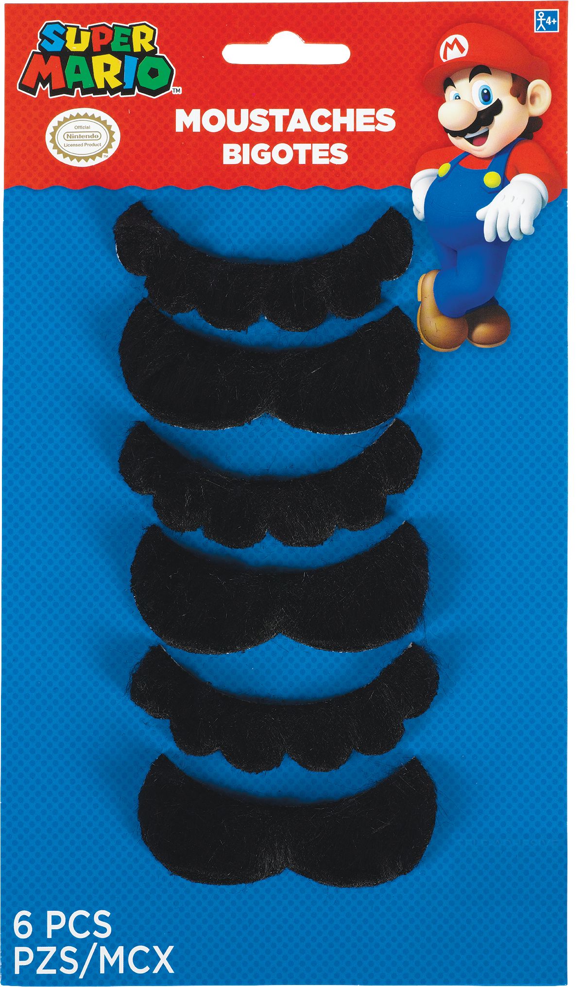 Moustaches pour fête d'anniversaire, Super Mario, paq. 6 | Canadian Tire