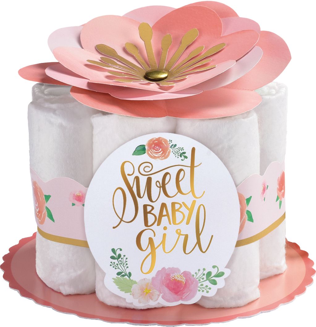 Floral Baby "Sweet Baby Girl" Diaper Sign Table Centerpiece Decoration ...
