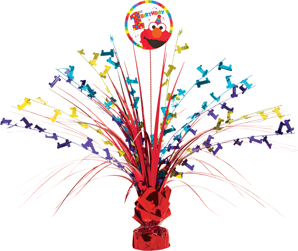Sesame Street Elmo 1st Birthday Party Spray Table Centrepiece, 18-in ...