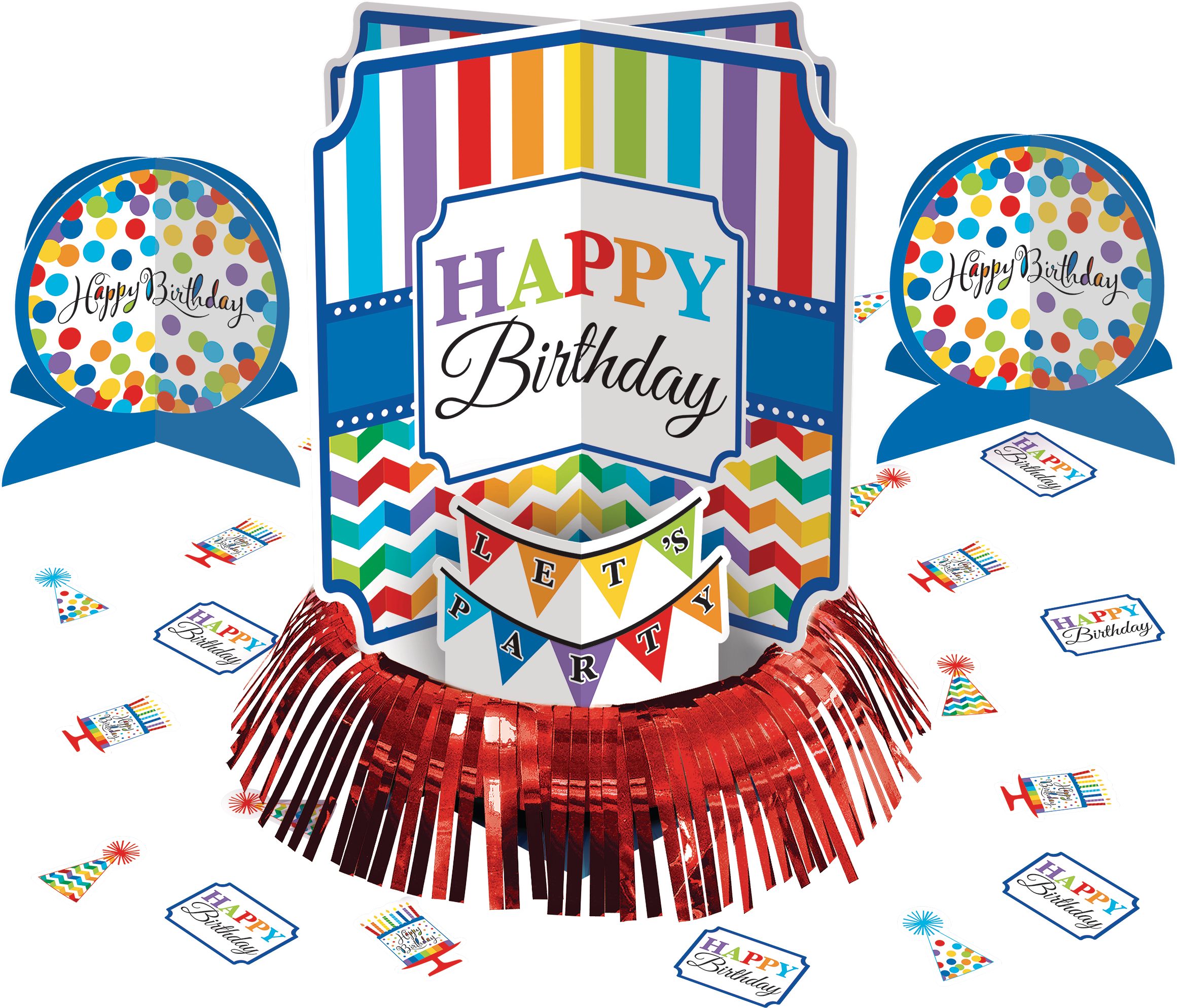Rainbow Dot and Chevron Birthday Table Decorating Kit, 23-pc | Party City