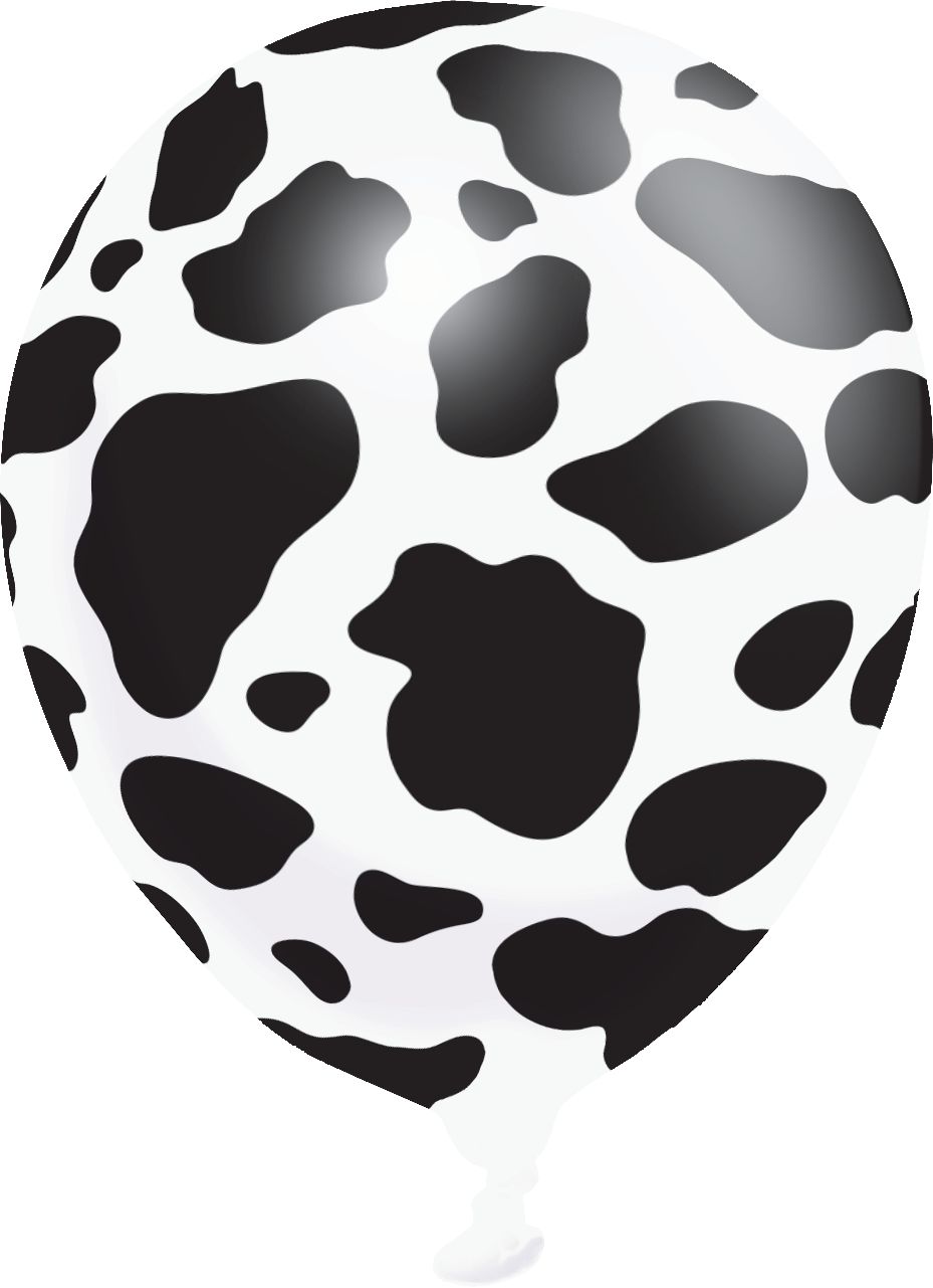 Western Round Latex Balloons, Black/White, Cow Print, 12-in, 6-pk, for ...
