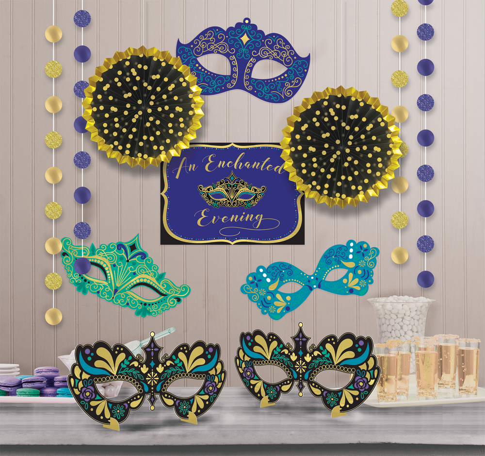 A Night In Disguise Masquerade Room Decorating Kit, 12-pc | Party City