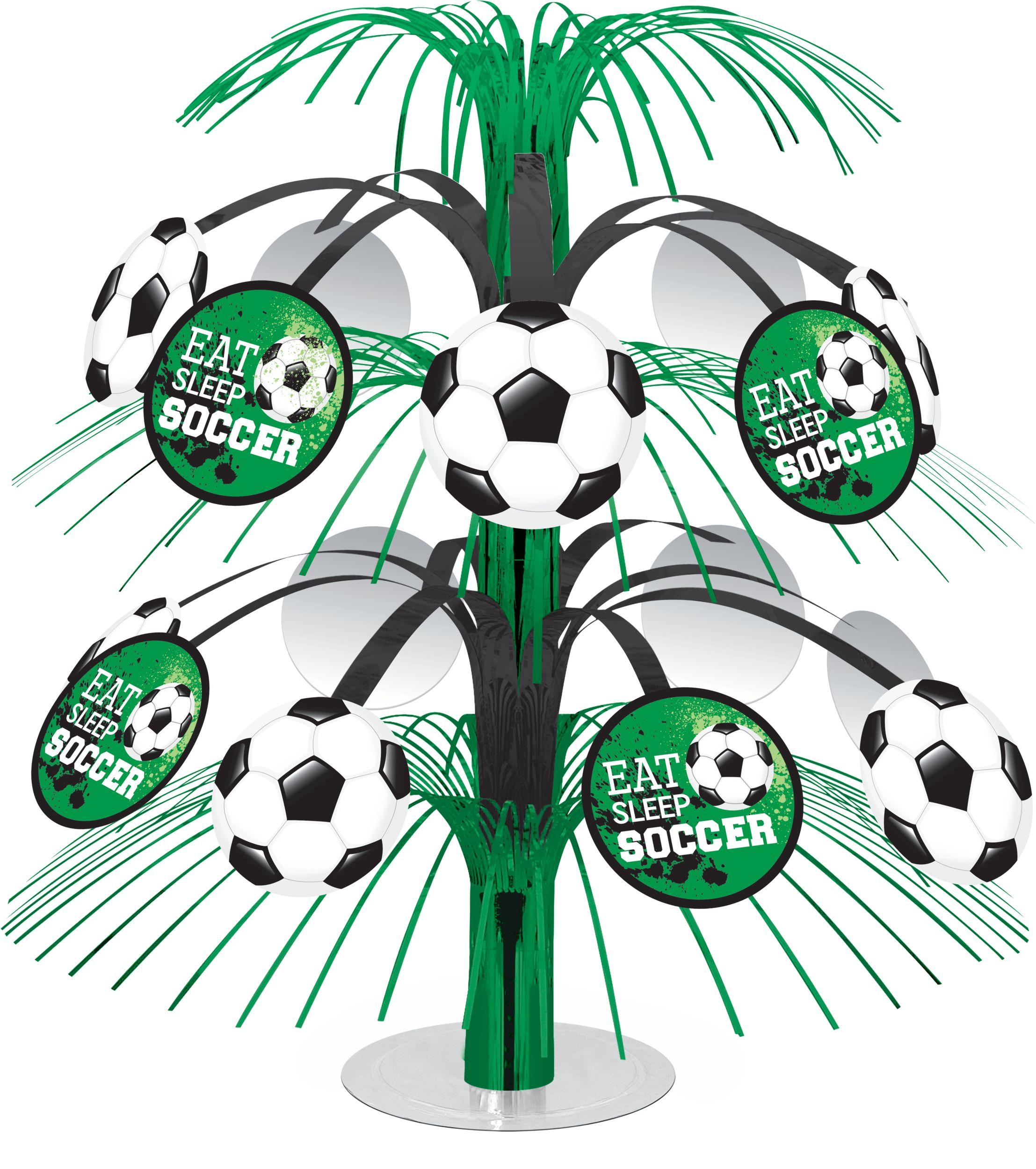 Soccer "Eat Sleep Soccer" Metallic Tinsel Spray Burst Centerpiece Table ...