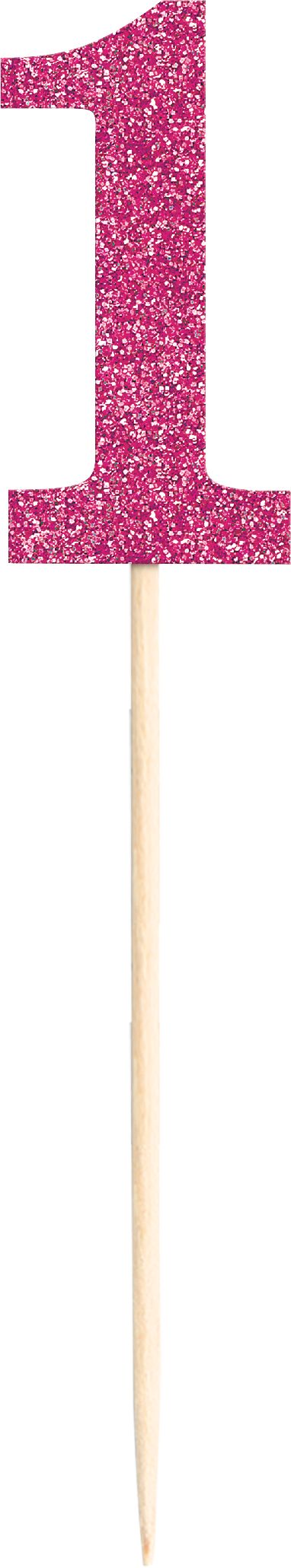 Large Glitter Pink Number 1 Picks, 2-pk | Party City