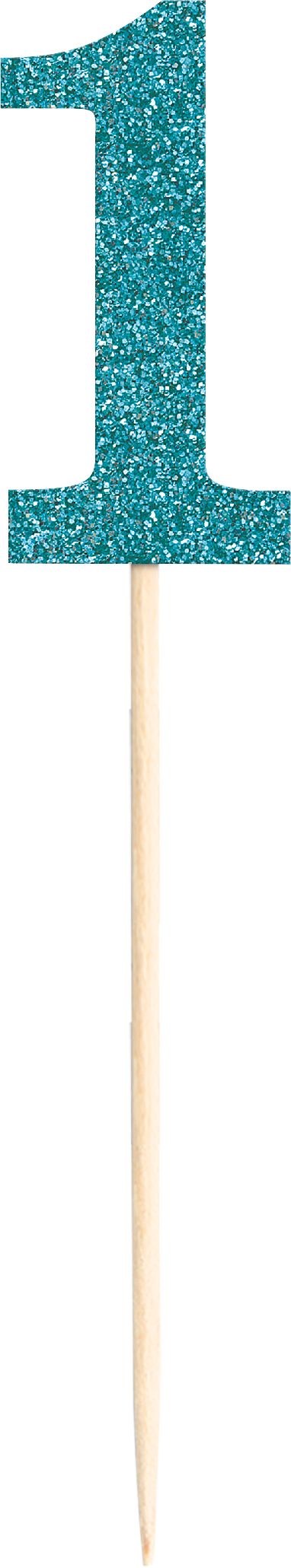 Large Glitter Blue Number 1 Picks, 2-pk | Party City