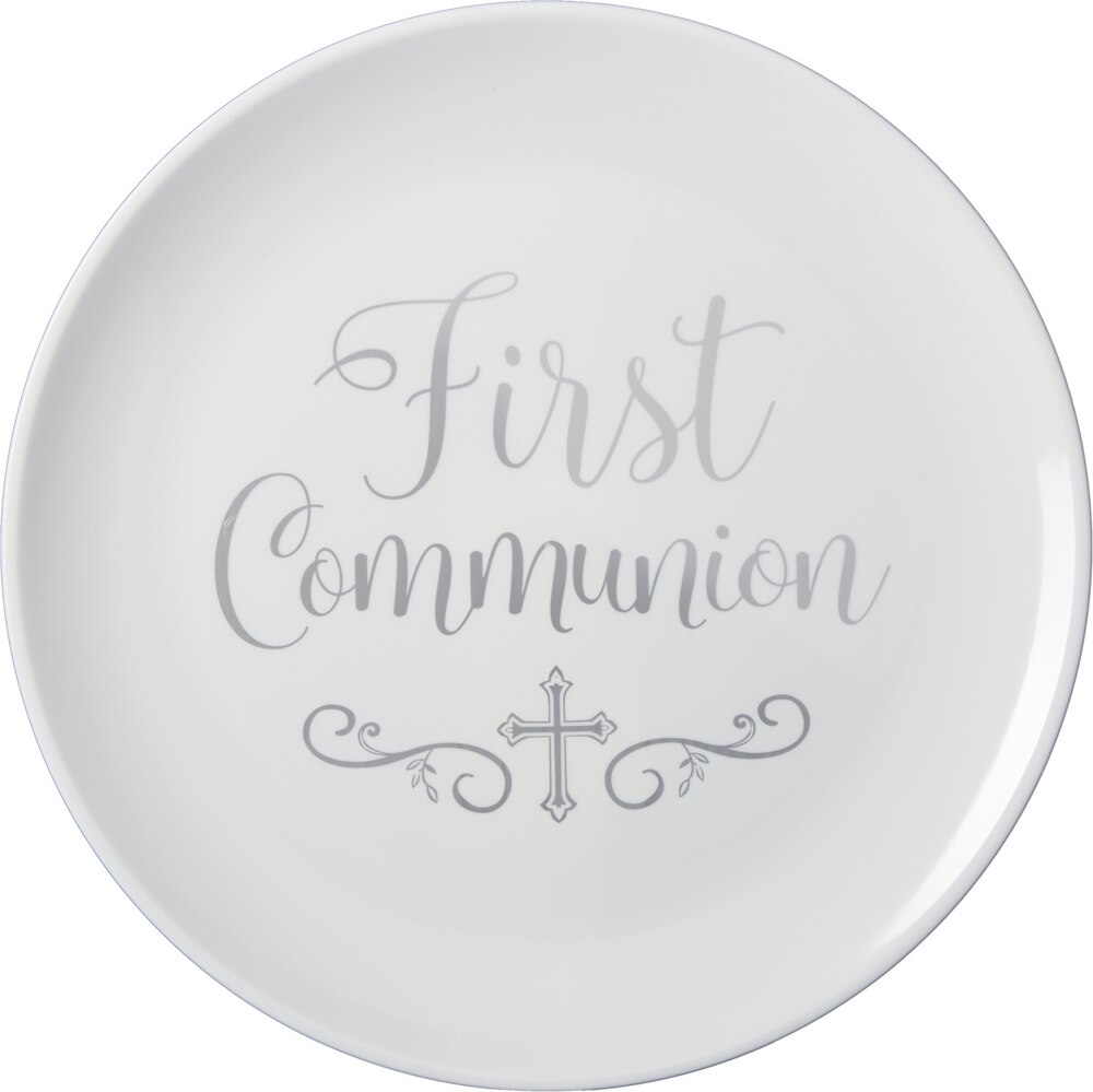 First Communion Round Platter, Silver | Party City