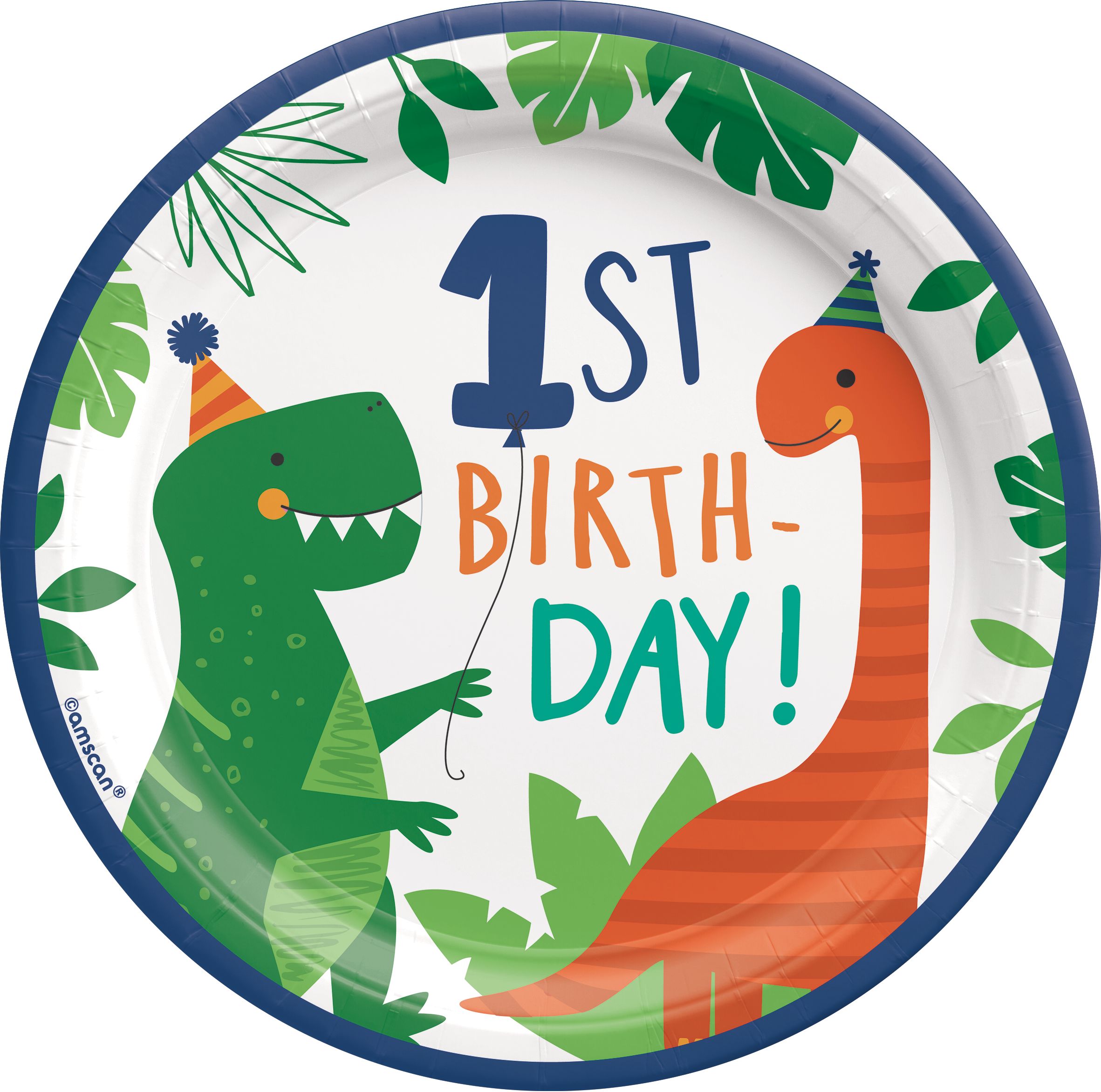 Dino-Mite Dinosaur 1st Birthday Party Dessert Plates, 7-in, 8-pk ...