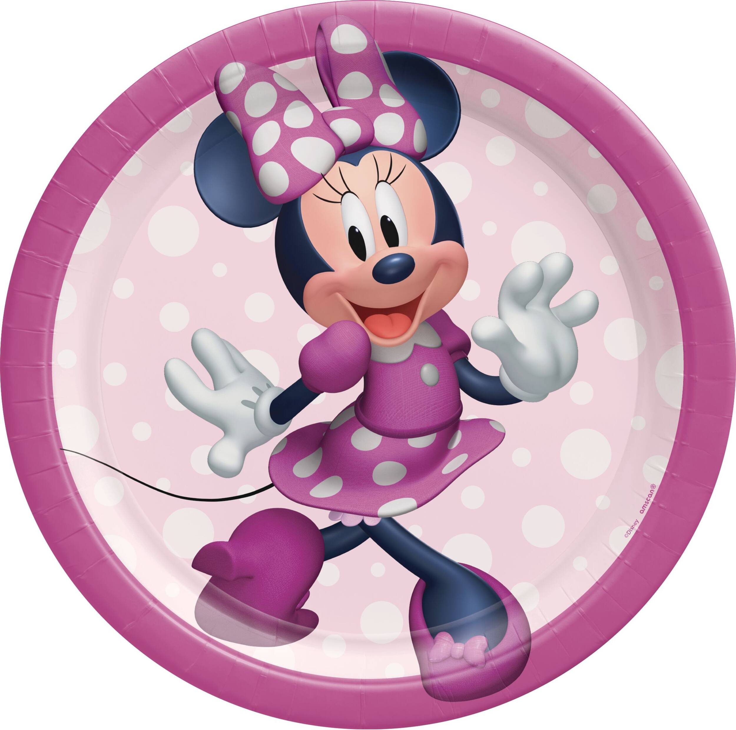 Disney Minnie Mouse Round Paper Disposable Dessert Plates, Pink, 7-in ...