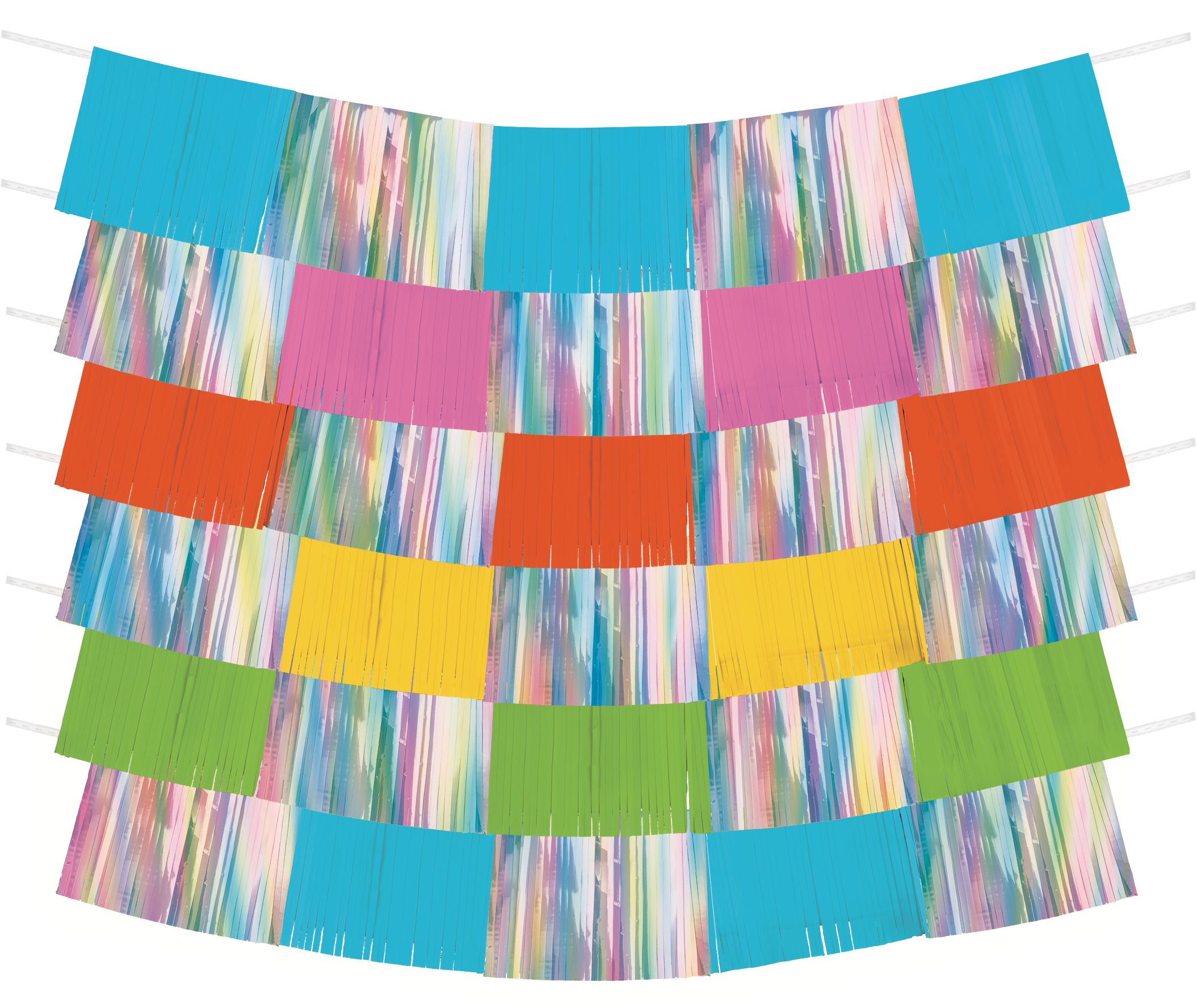 Iridescent Multicoloured Fringe Banners, 9-pc | Party City