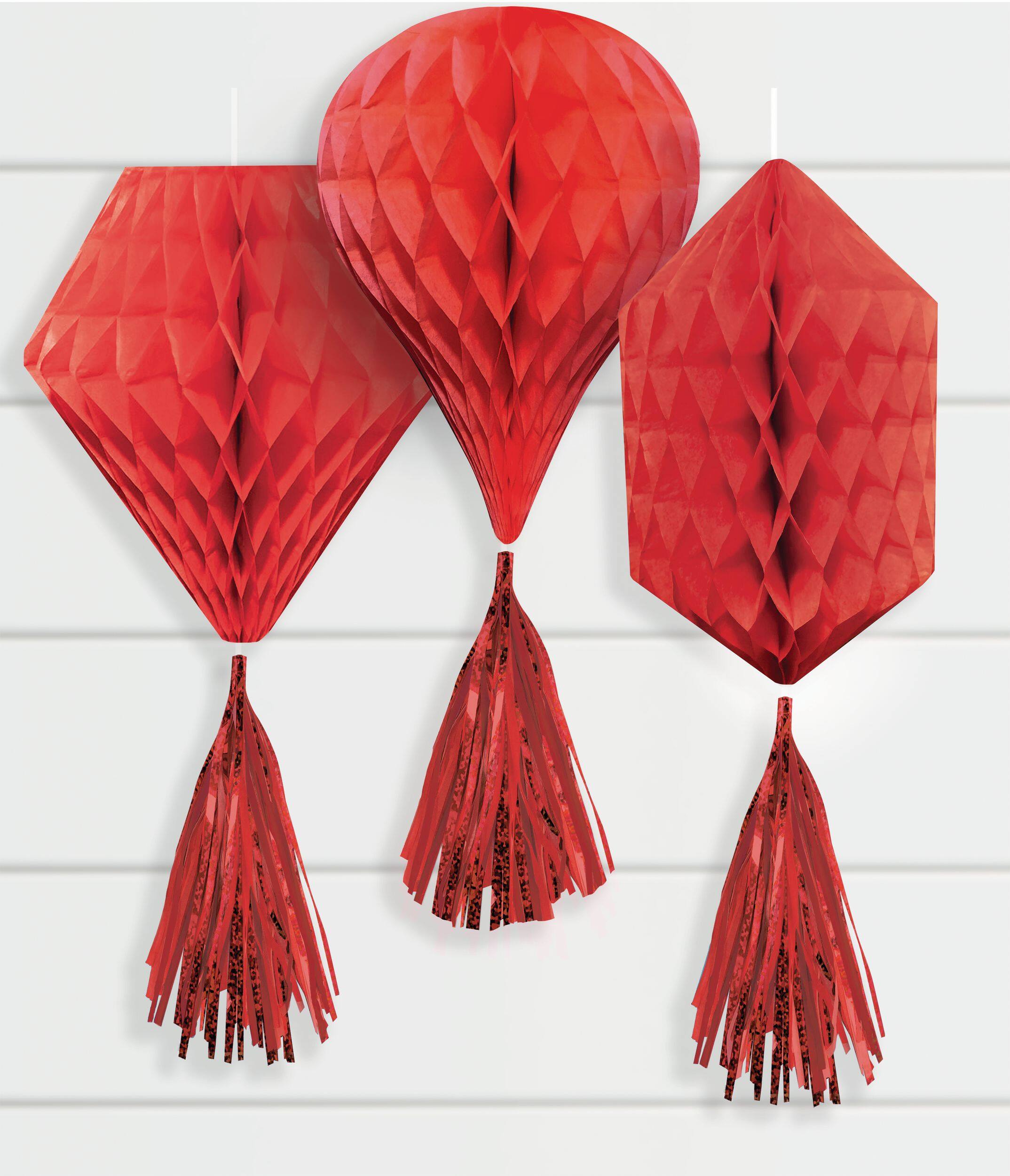 Mini Honeycomb Decorations with Tails, 3-pk | Party City