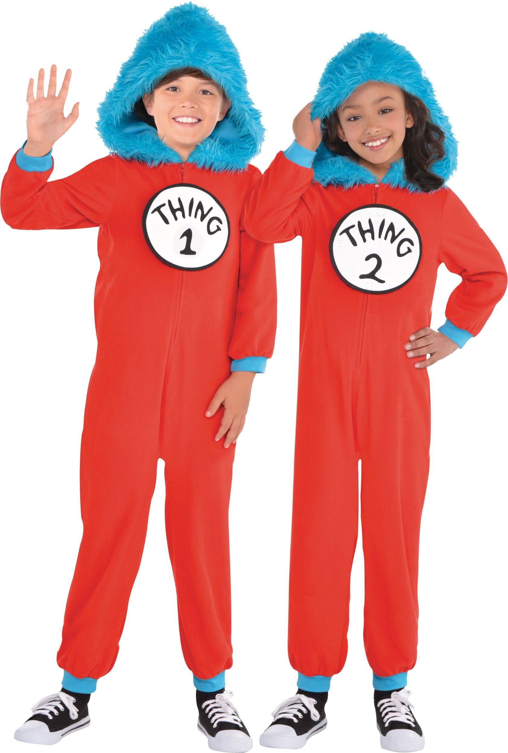 Kids' Dr. Seuss Thing 1 & Thing 2 One Piece Costume, Blue/Red/White ...