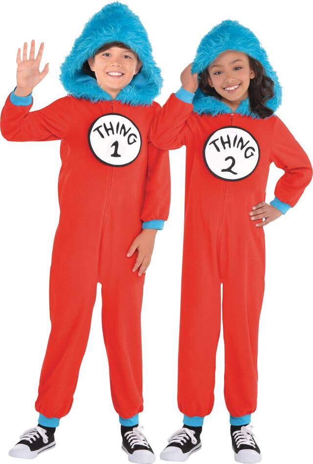 Kids' Dr. Seuss Thing 1 & Thing 2 One Piece Costume, Blue/Red/White ...
