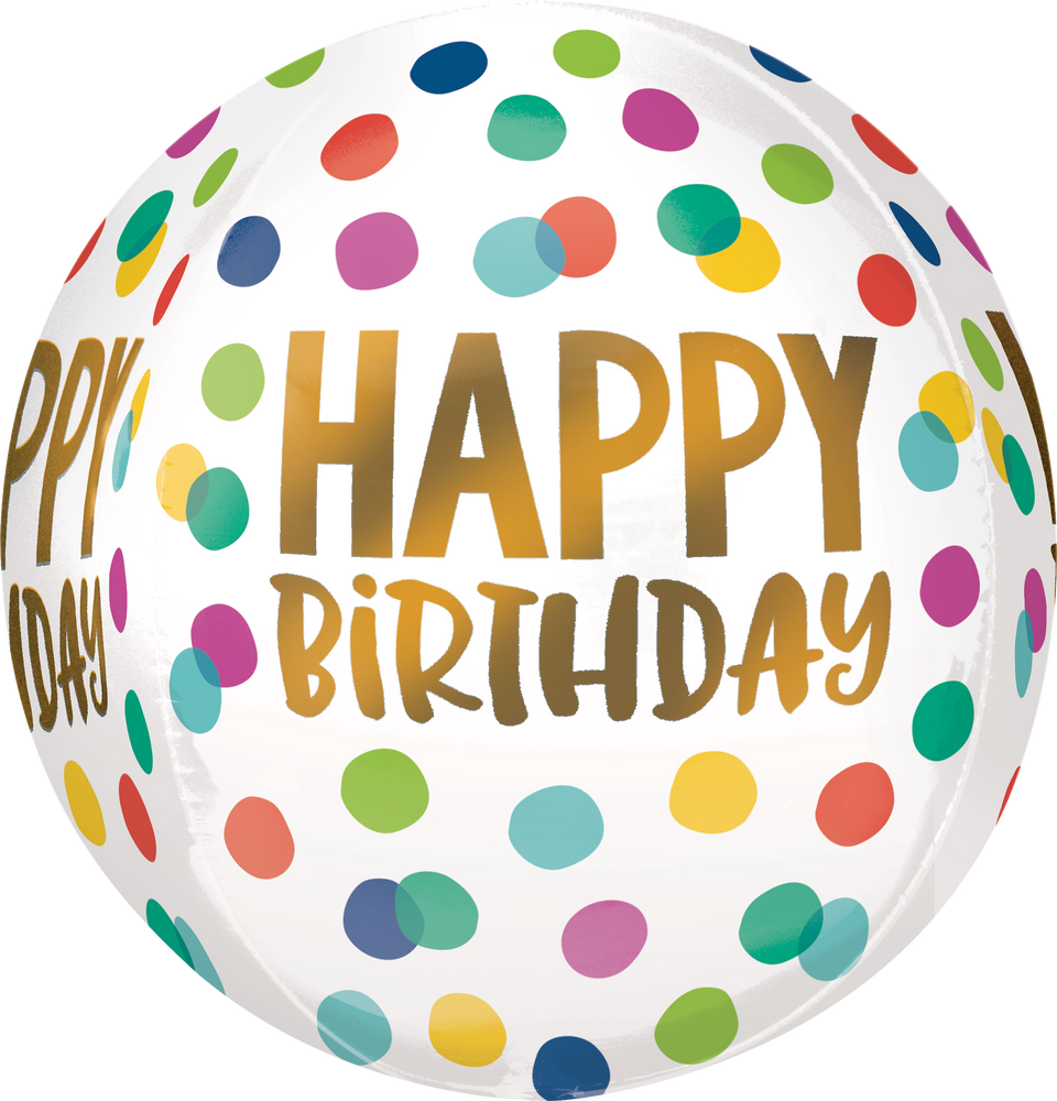 Ballon En Aluminium à Pois Arc En Ciel Happy Birthday Orbz Gonflage à