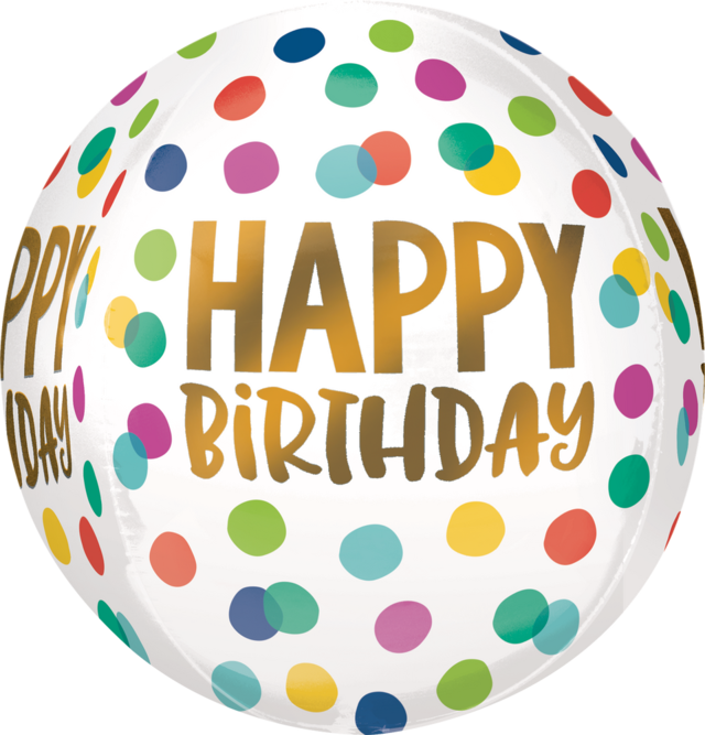 Ballon En Aluminium à Pois Arc En Ciel Happy Birthday Orbz Gonflage à