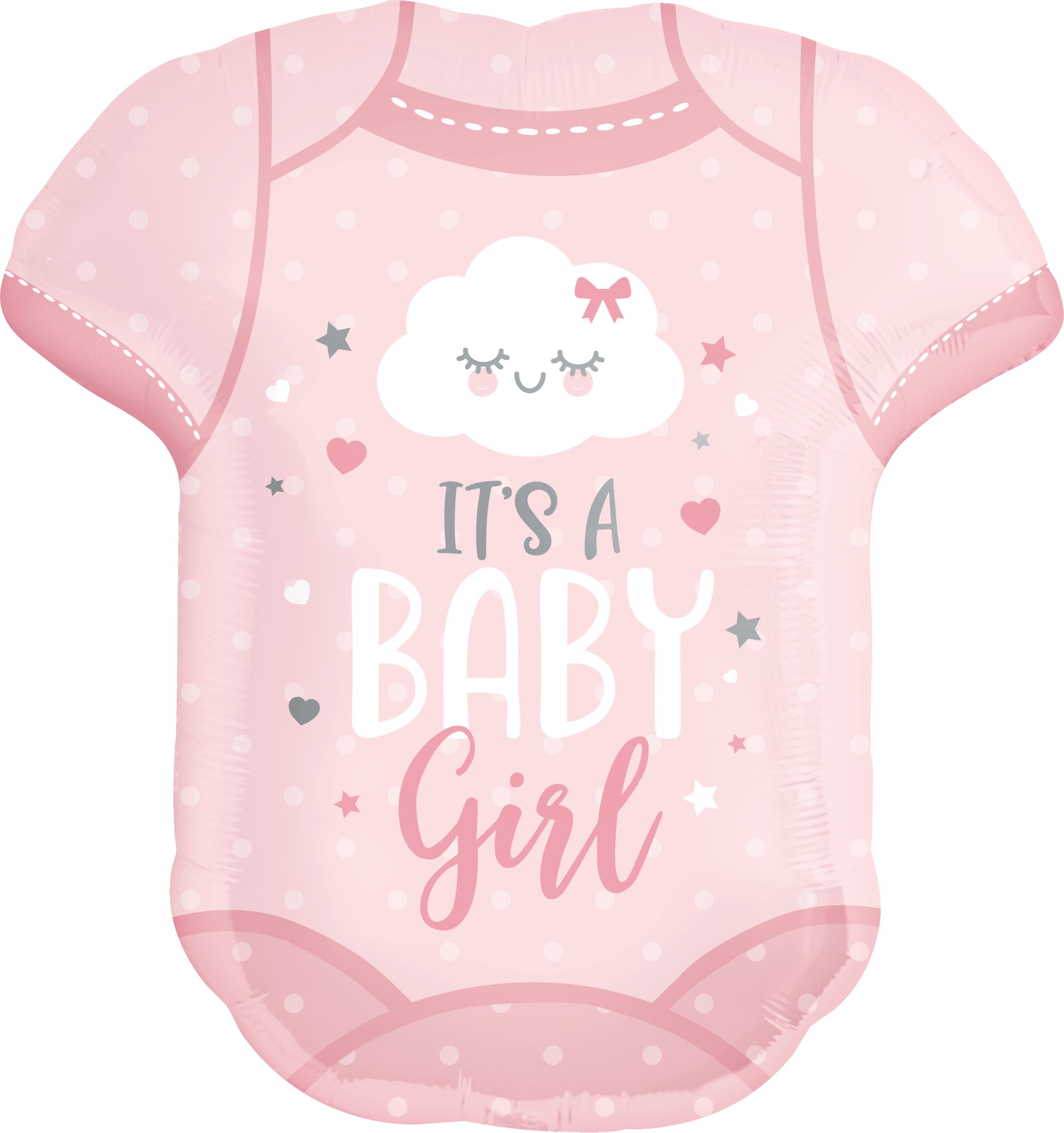 Baby Girl Onesie Satin Foil Balloon, Pink, Polka Dot, 24-in, Helium ...