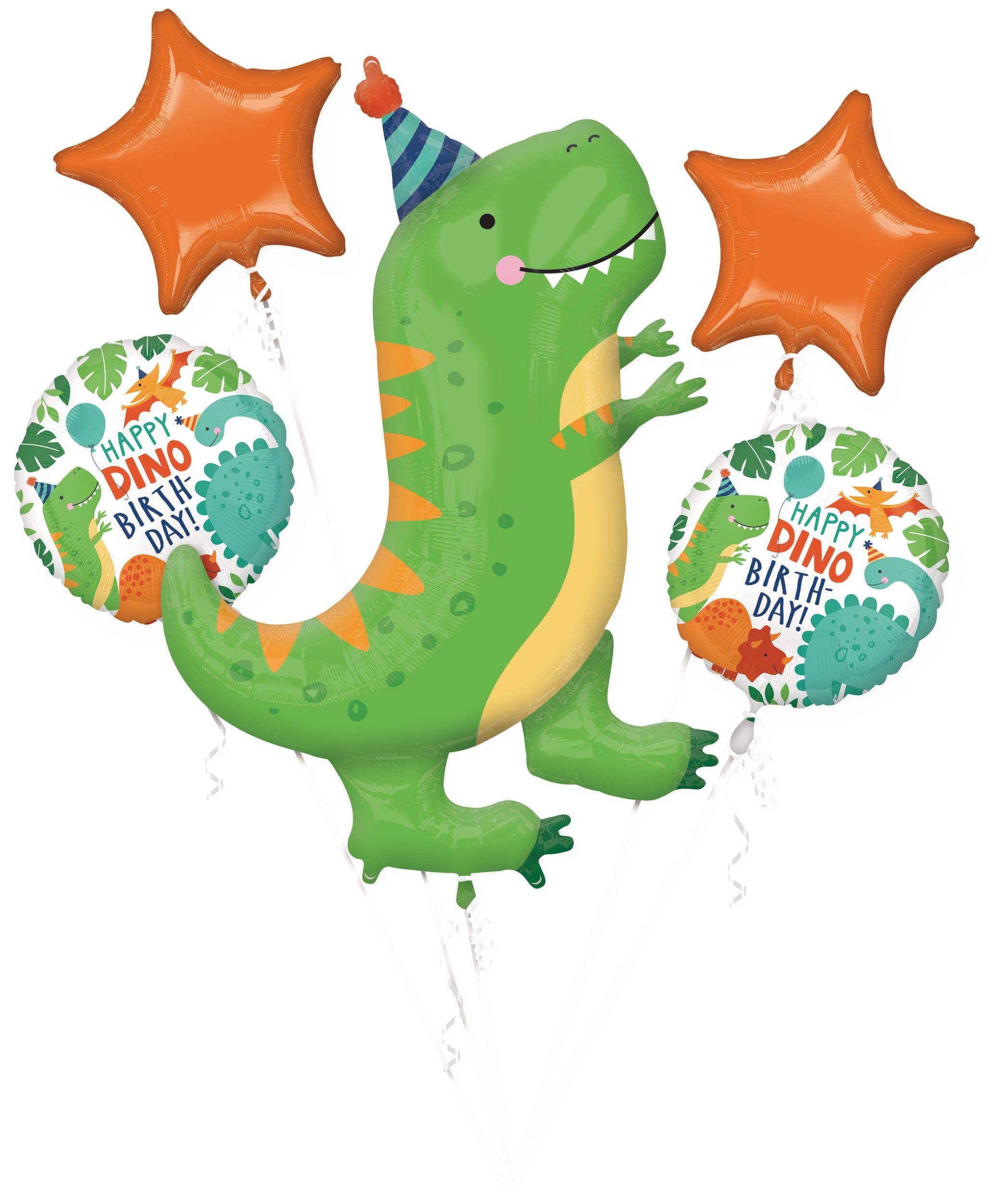 Dino-Mite "Happy Dino Birthday" Dinosaur/Star Satin Foil Balloon ...