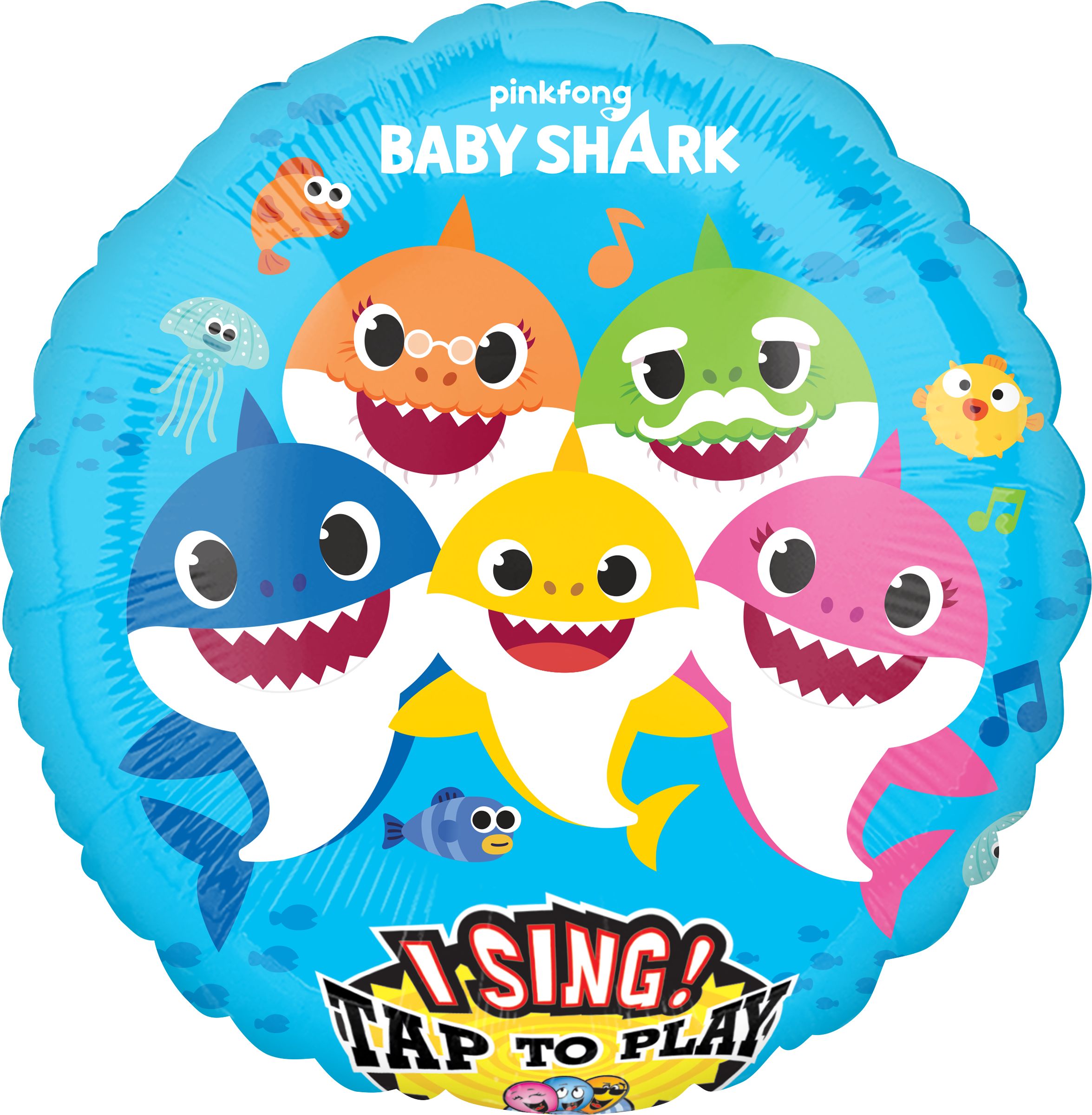 Singing Baby Shark Foil Balloon for Birthday Party, Helium Inflation ...