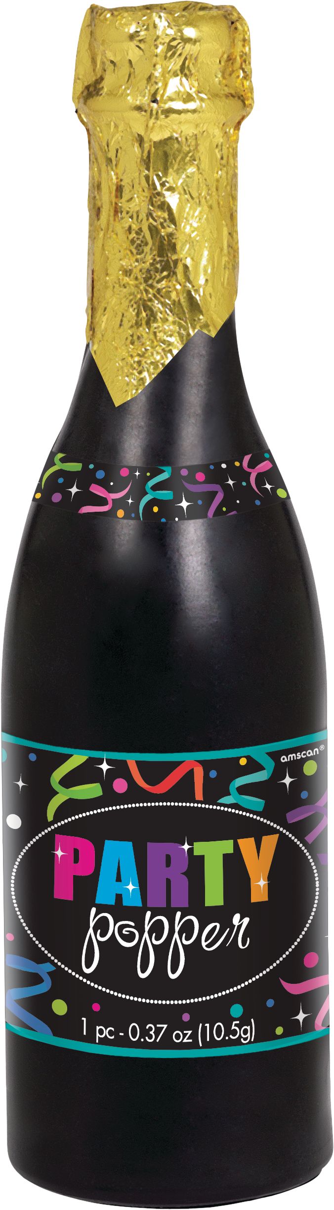 Champagne Bottle Confetti Cannon Popper, Black/Gold, for New Year's Eve ...