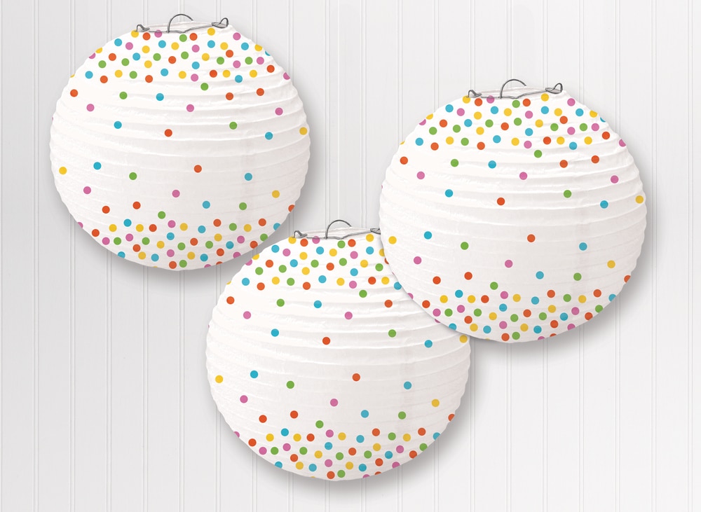 Bright Multi-Coloured Dotted Paper Lanterns, 9.5-in, 3-pk | Canadian Tire
