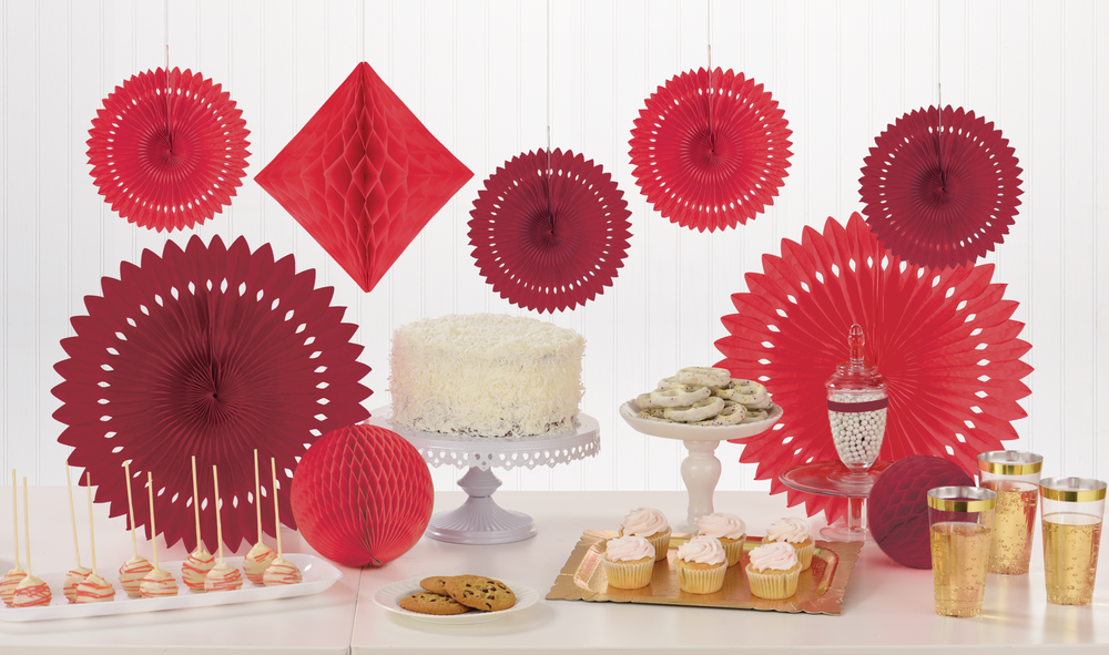 Red Paper Fan & Honeycomb Decorations, 9-pc | Canadian Tire
