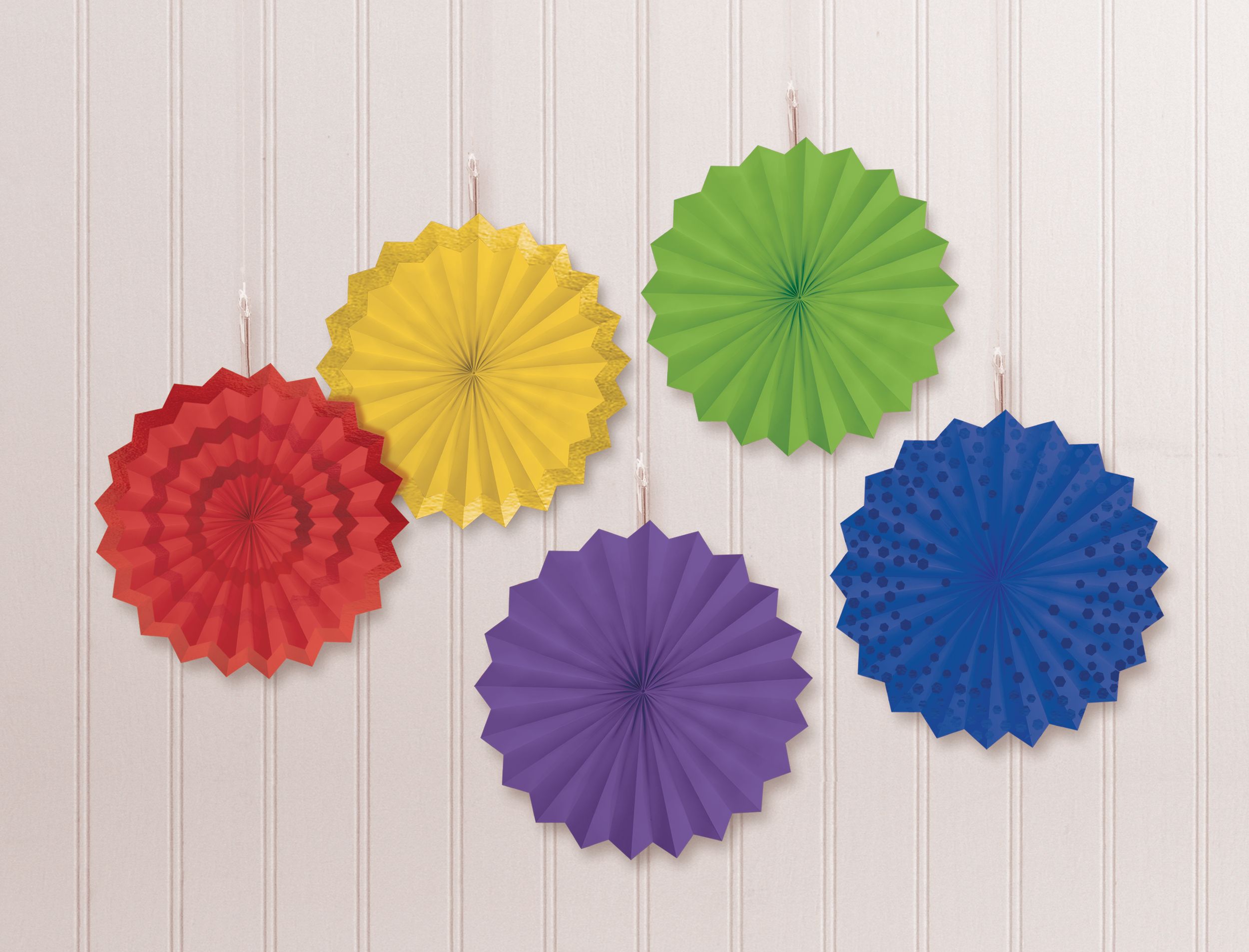 Fan Hanging Sign Decorations, Multi-Coloured, 7-in, 5-pk, for Birthday ...