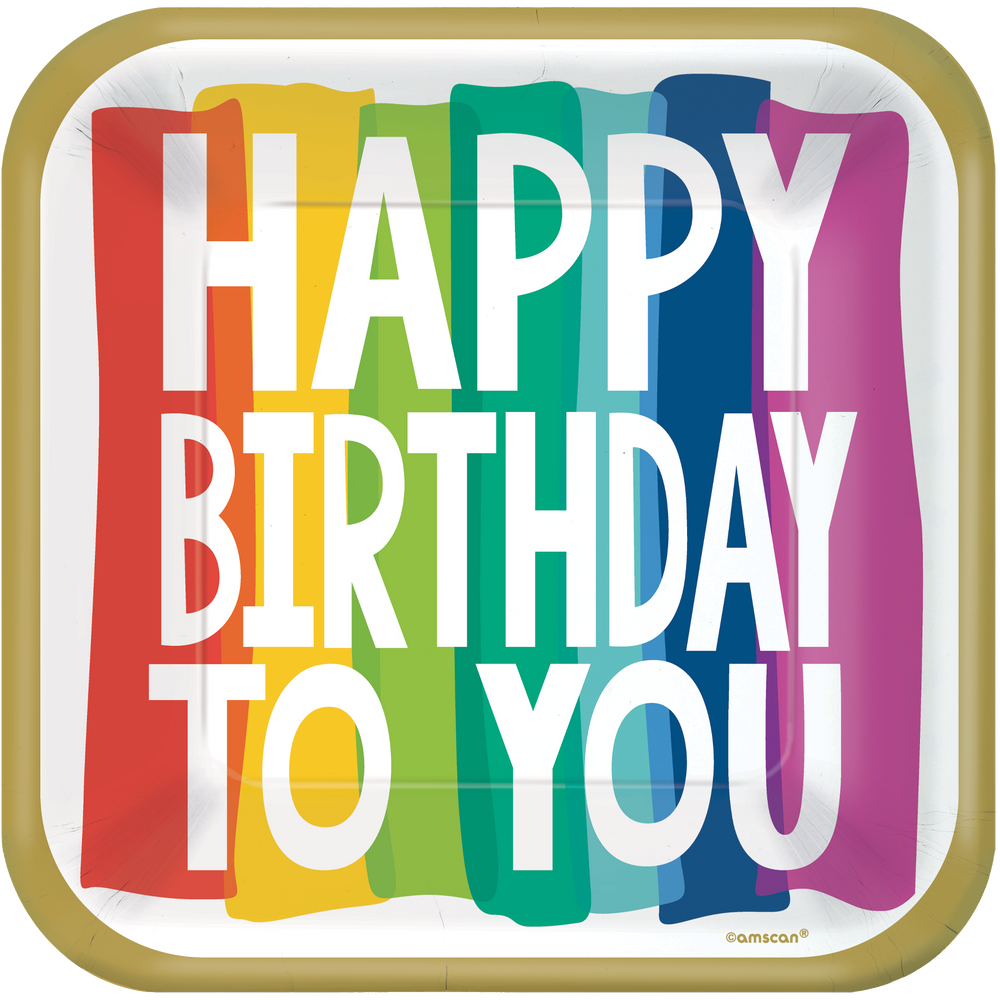 Happy Birthday Rainbow Square Plates, 18-pk | Canadian Tire