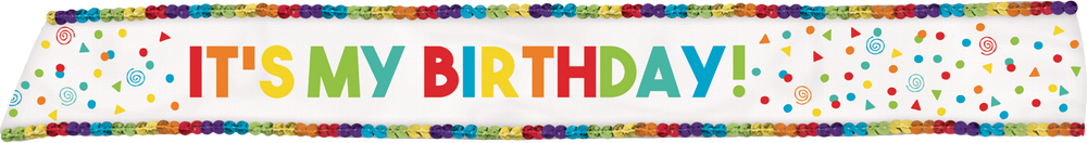 Écharpe à paillettes It's My Birthday, confettis arc-en-ciel, taille ...
