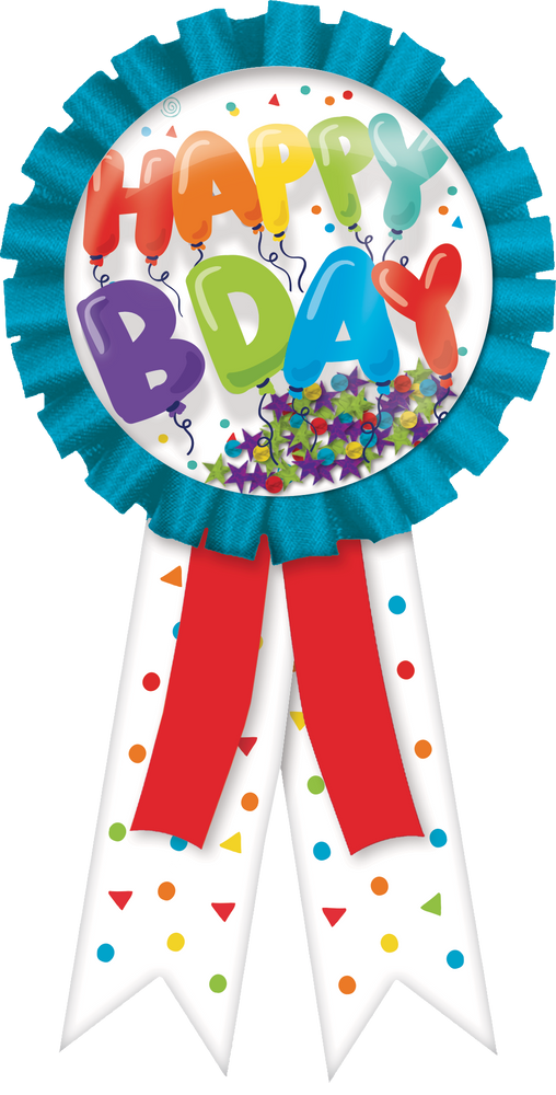 Balloon Birthday "Happy B-Day" Award Ribbon Confetti Shaker, Multi ...