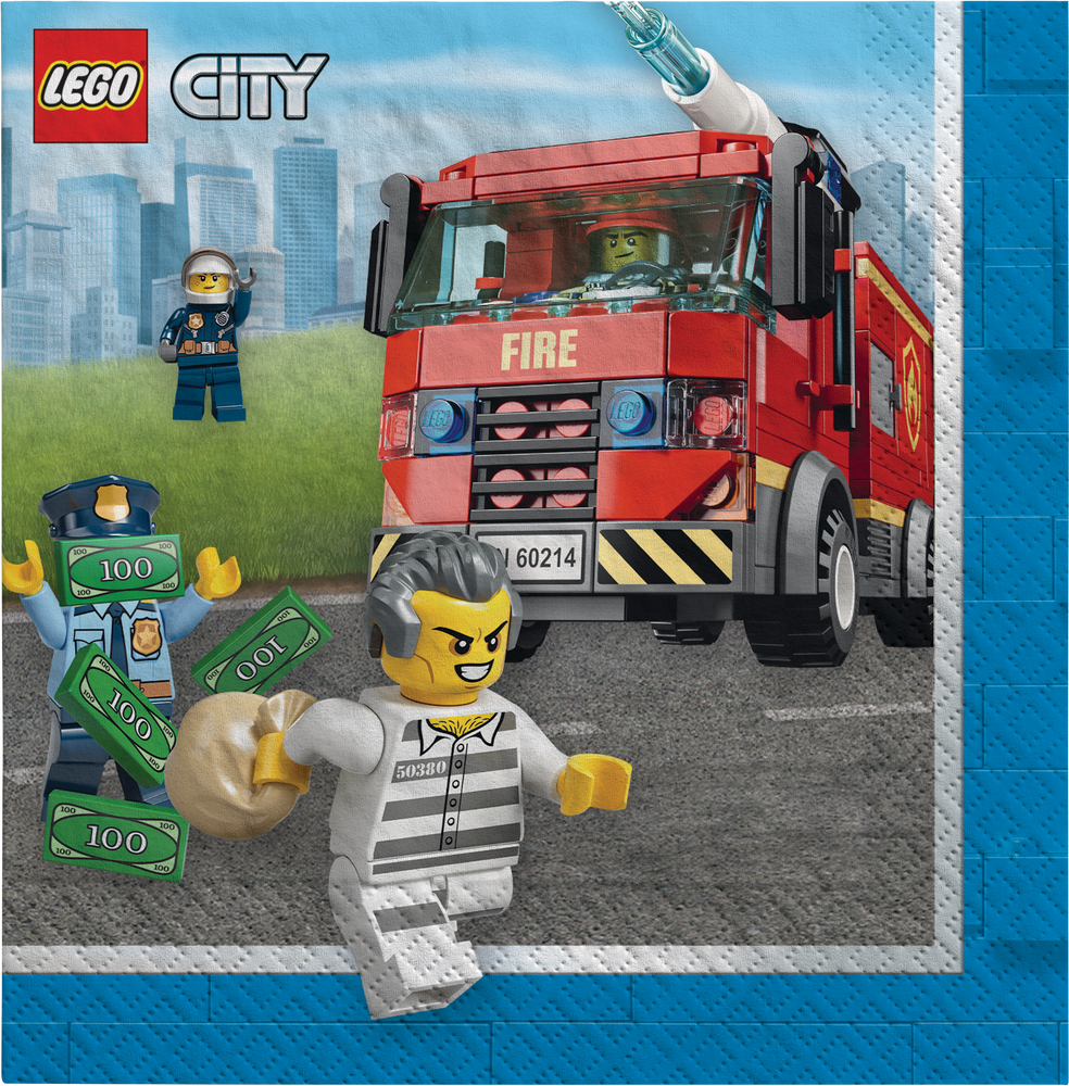 LEGO City Birthday Party Beverage Napkins, 5-in, 16-pk | Party City