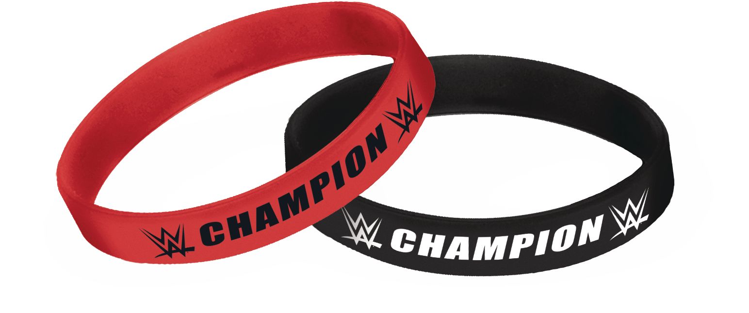 WWE Champion Rubber Bracelets for Birthday Party Favours, Black/Red, 6 ...