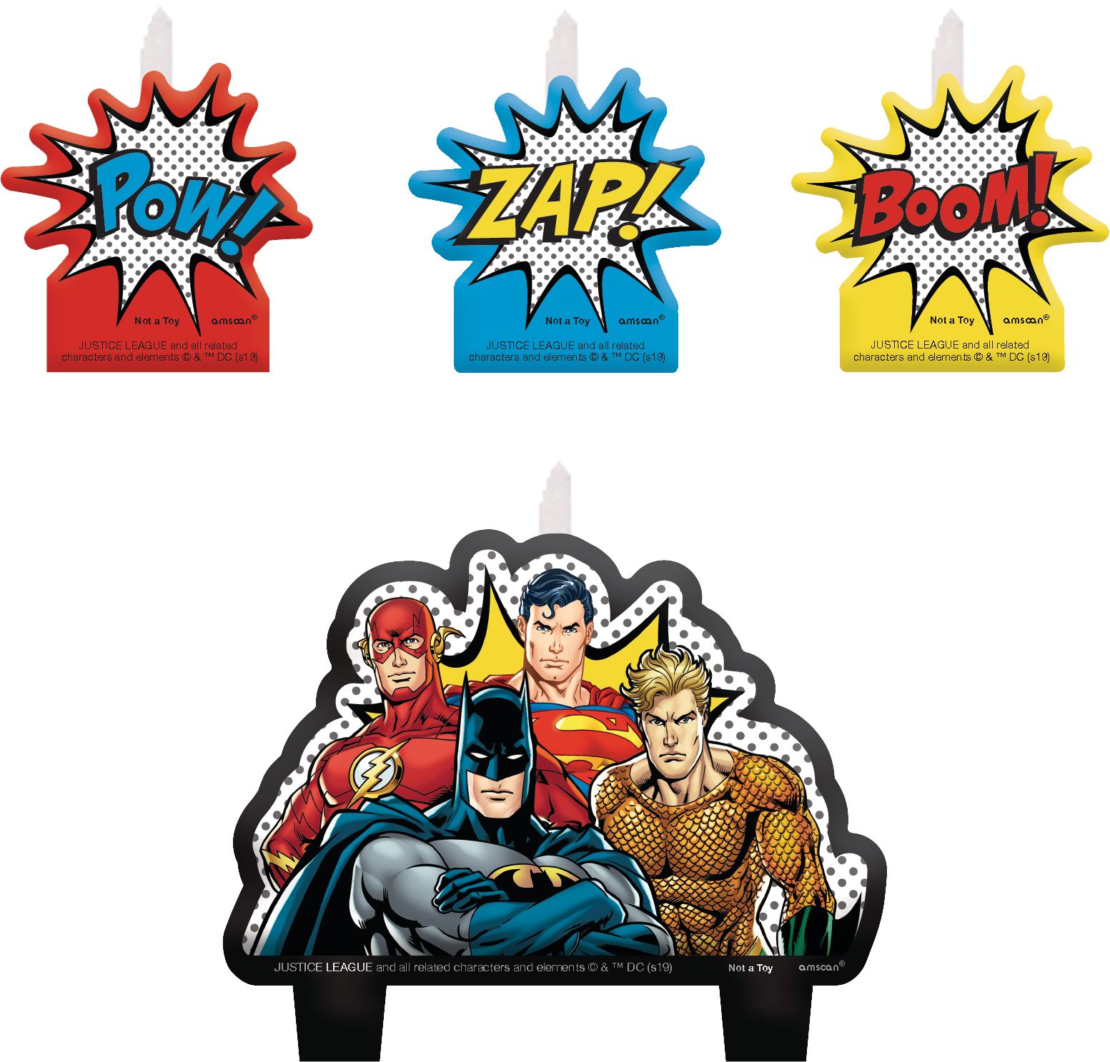 DC Justice League "Pow, Zap, Boom" Superman/Flash/Batman Wax Candle ...