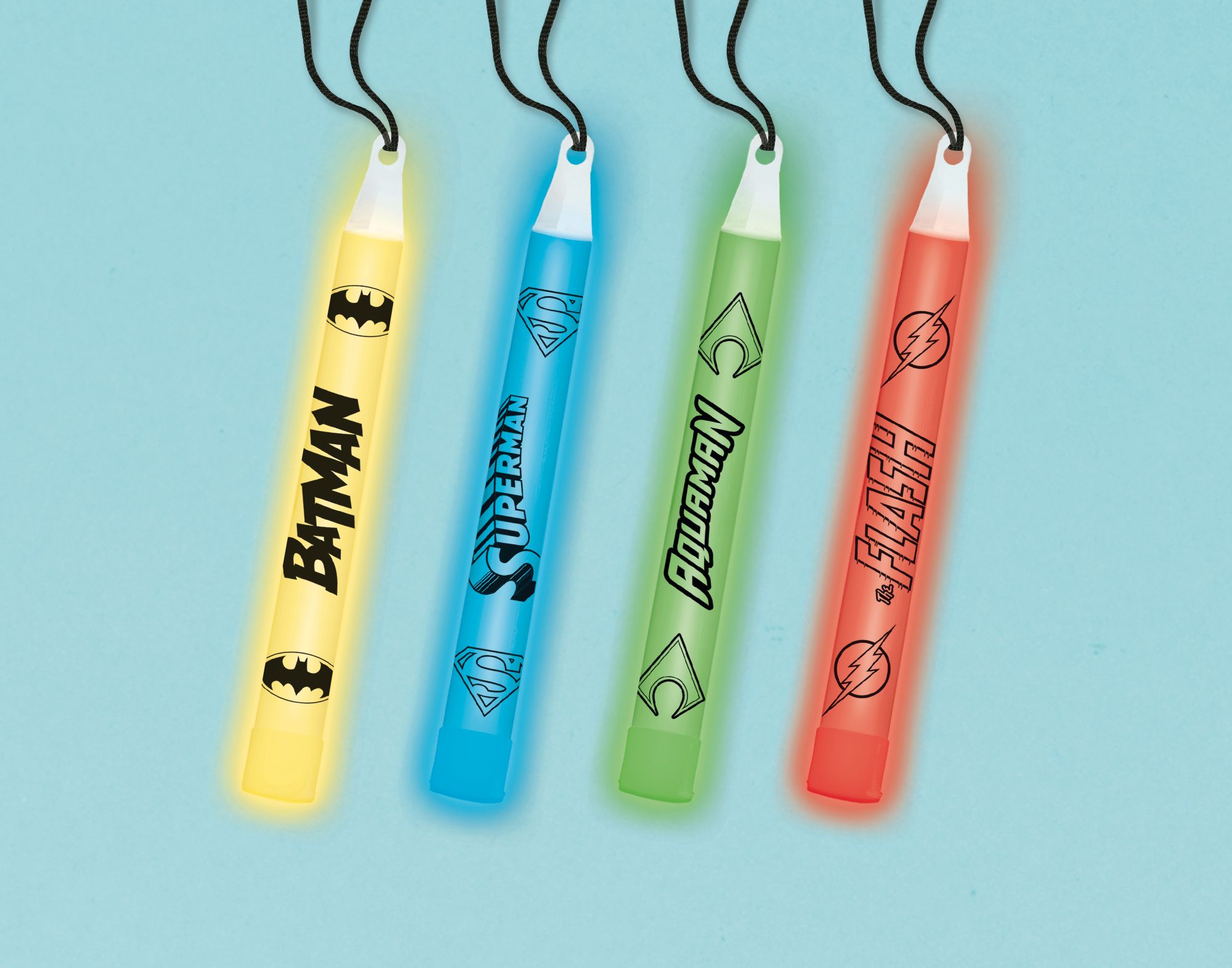 DC Justice League Batman/Superman/Aquaman/Flash Glow Stick Necklaces ...