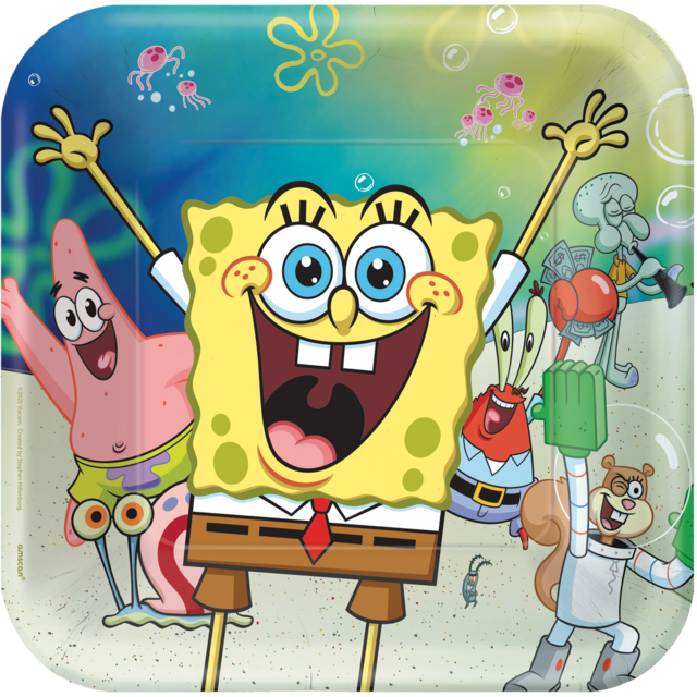 SpongeBob SquarePants Birthday Party Square Lunch Plates, 9-in, 8-pk ...