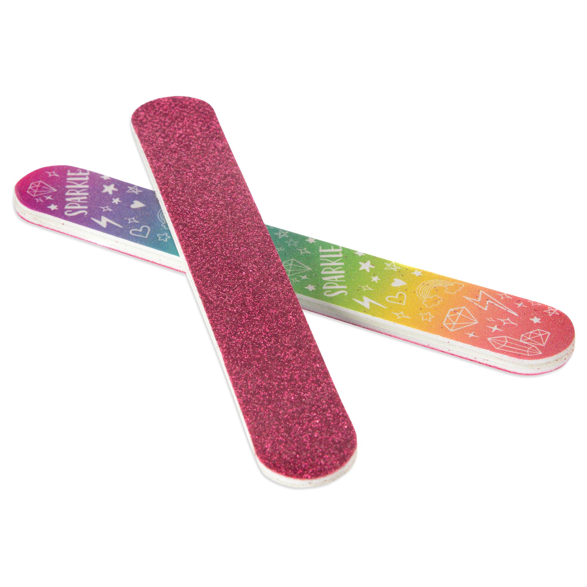 Sparkle Two-Sided Glitter Nail Files, Pink/Rainbow, 5-in, 8-pk, Party ...
