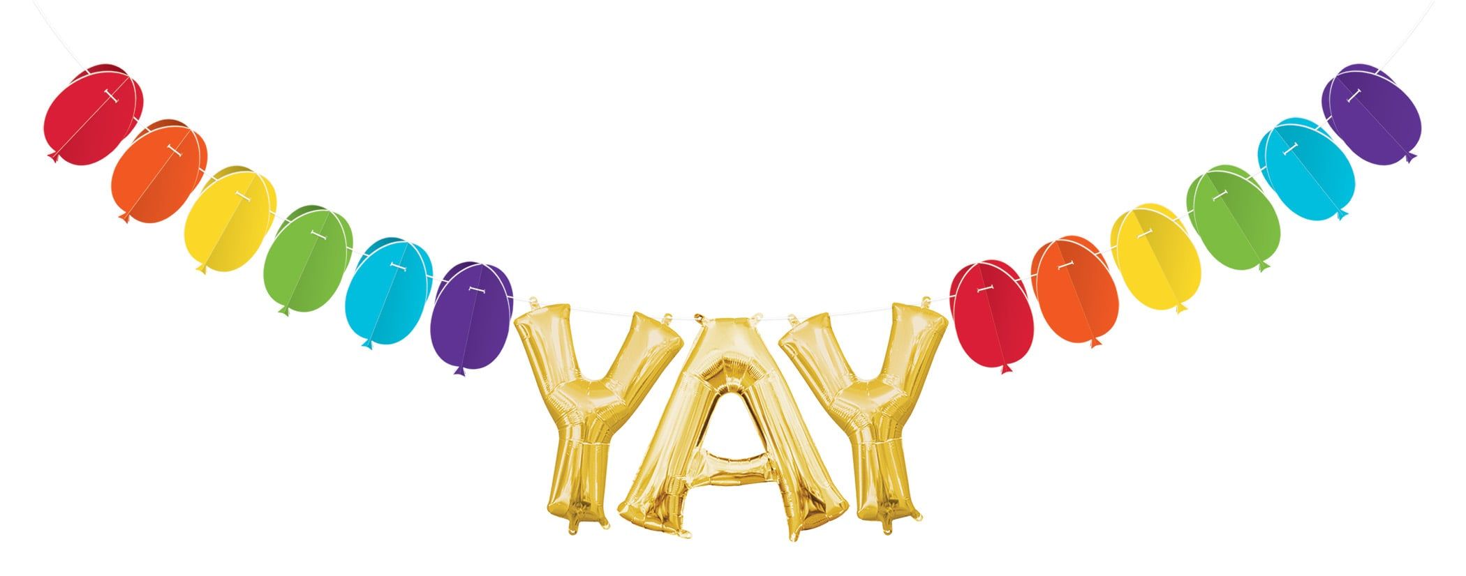 Yay Rainbow Pennant Banner 3D Balloon | Party City