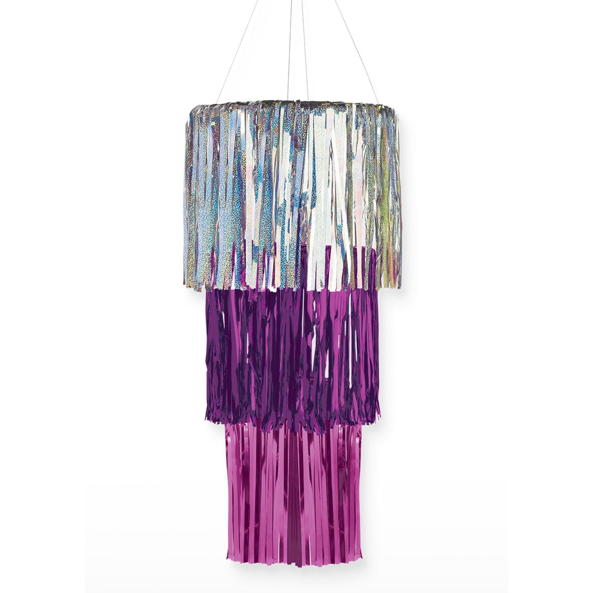 Sparkle Fringe String Hanging Chandelier Decorations, Silver/Purple, 38 ...