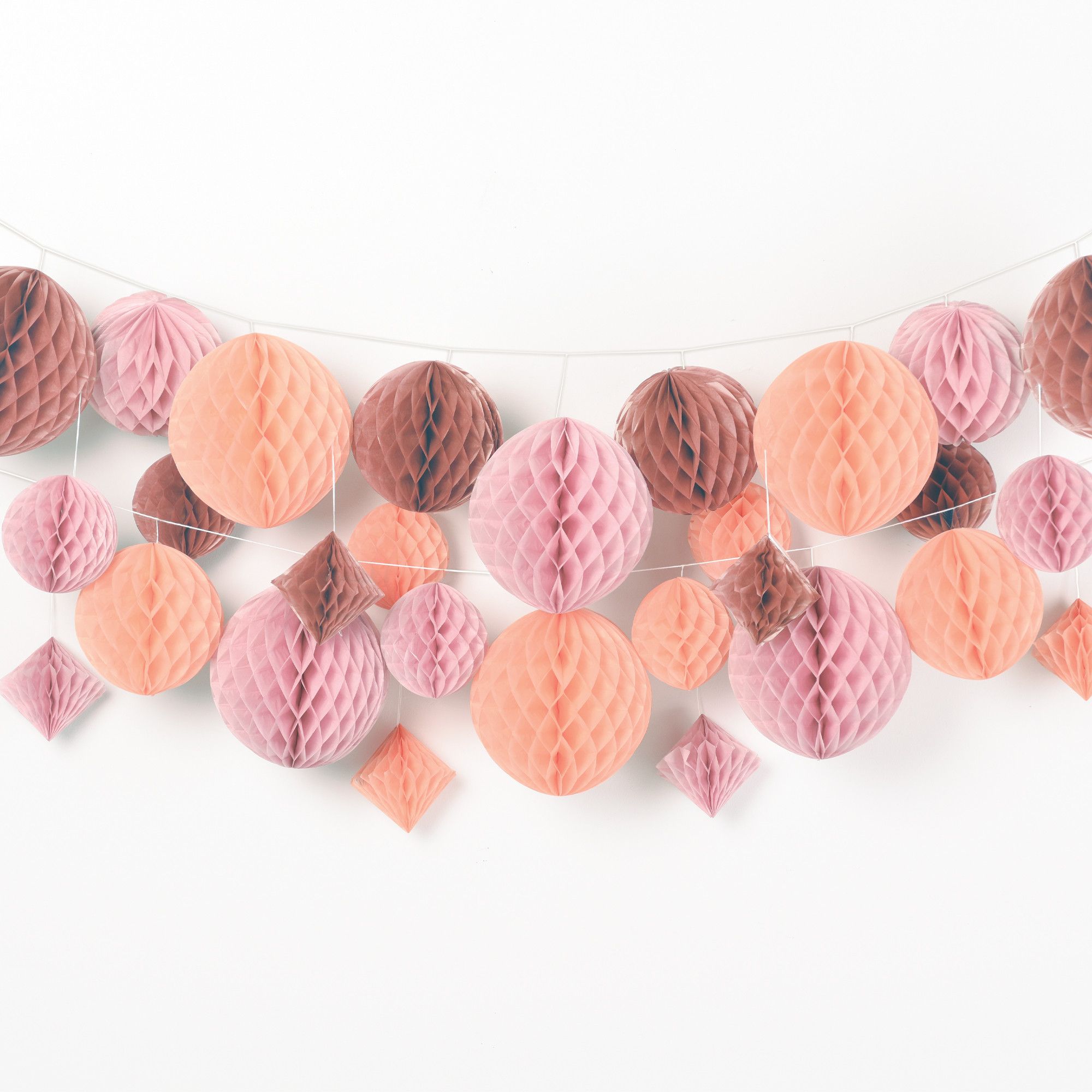 Honeycomb Hanging Garland Banner Decorations, Rose Gold, 12-ft, 29-pk, for Valentine's Day/Baby ...