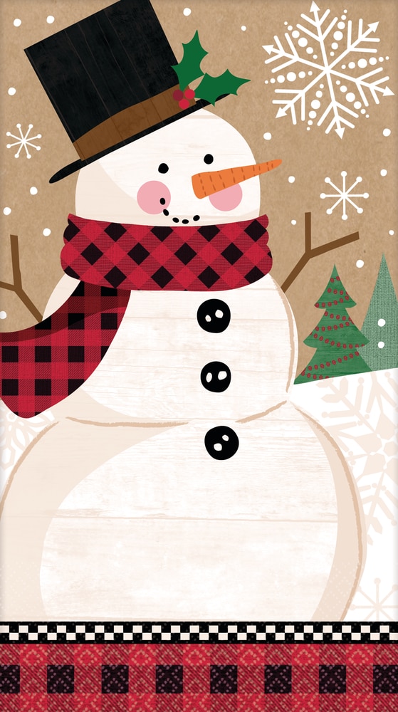 Snowman Rectangle Paper Disposable Guest Towel Napkins, Red/White, 8-in ...