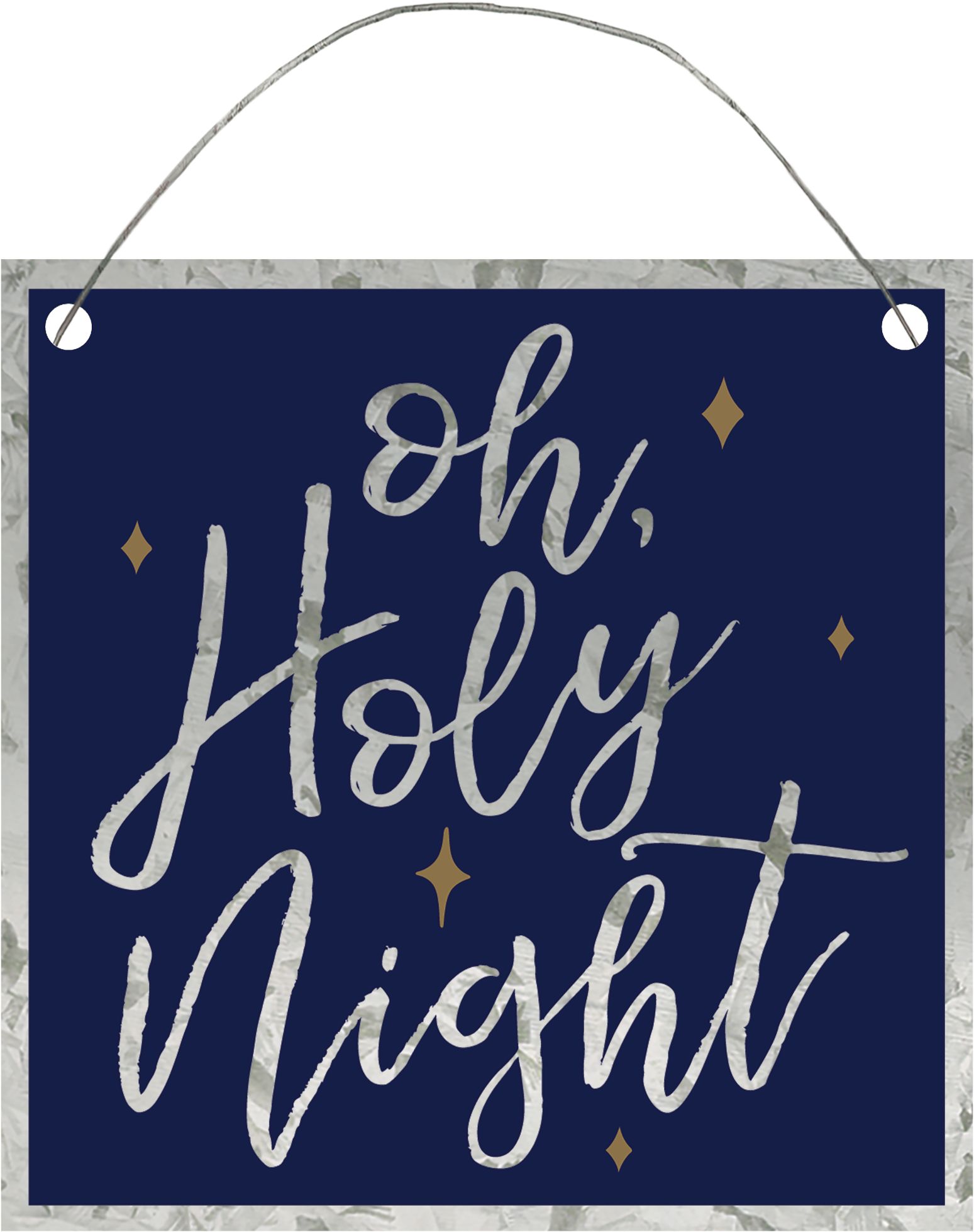 "Oh Holy Night" Hanging Sign Decoration, Navy, 4-in, for Christmas ...