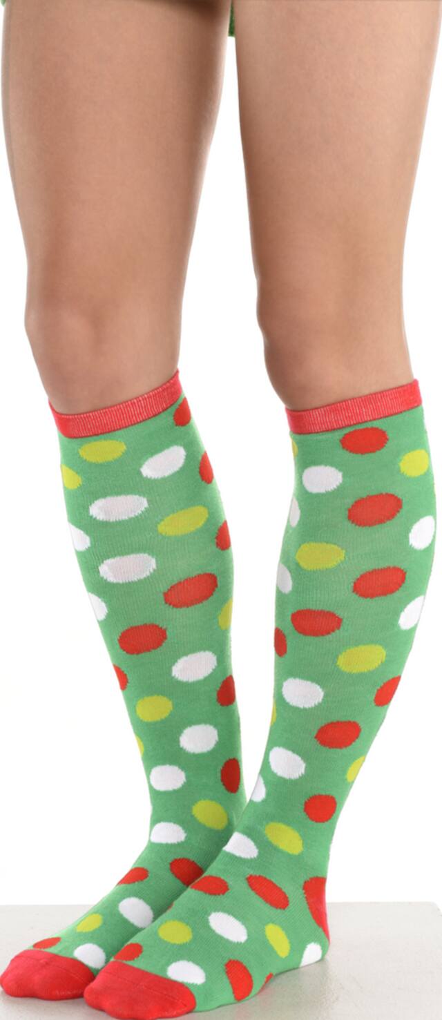 Adult Christmas Polka Dot Knee Socks Party City