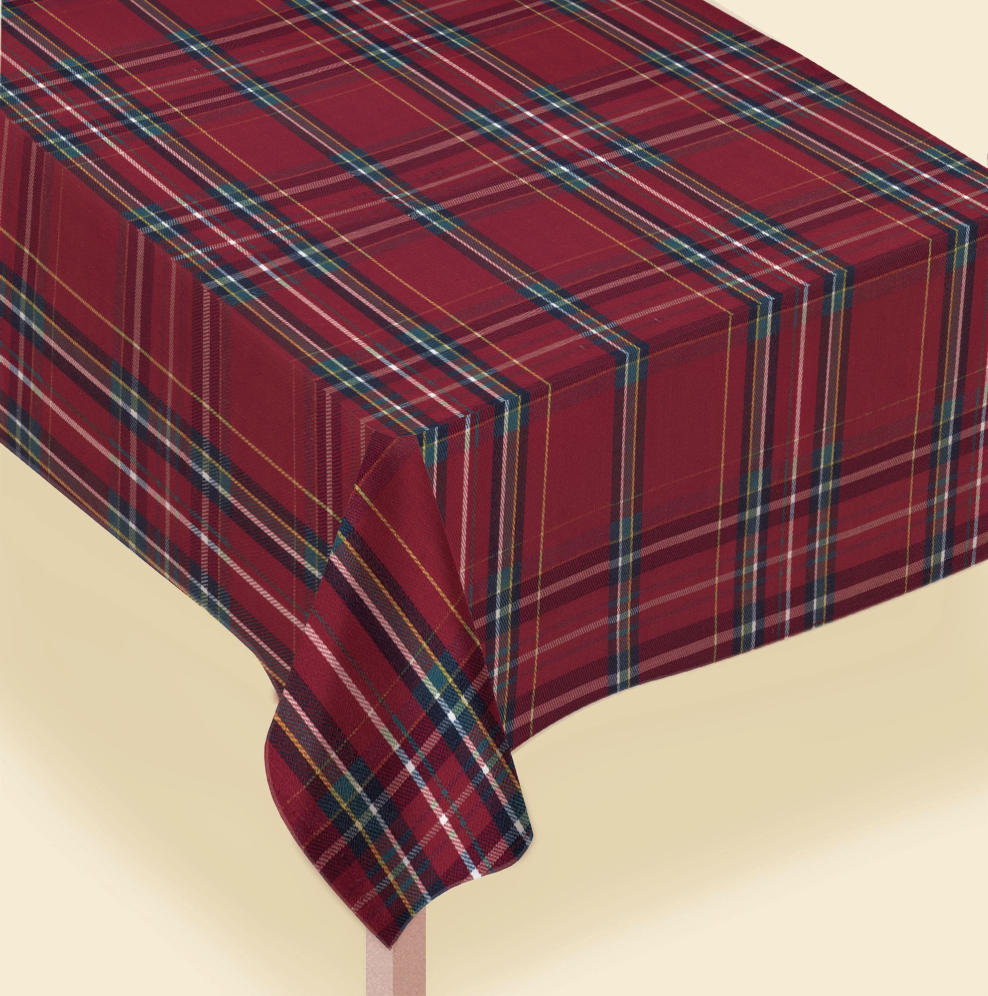Metallic Red Plaid Fabric Tablecloth, 60 x 104-in | Party City