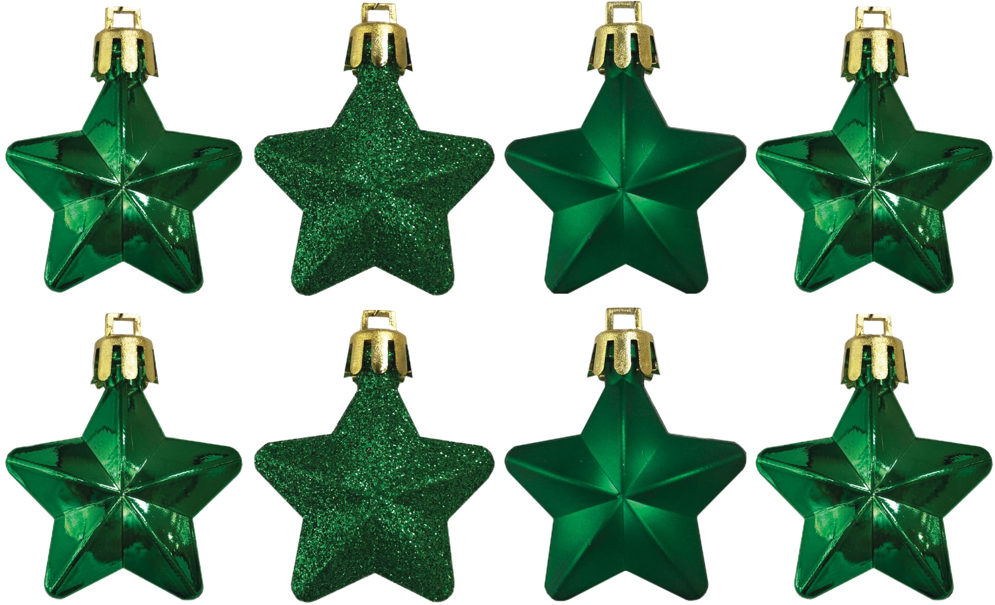 Star Christmas Tree Ornaments, Green, 4-in, 8-pk, for Christmas | Party ...
