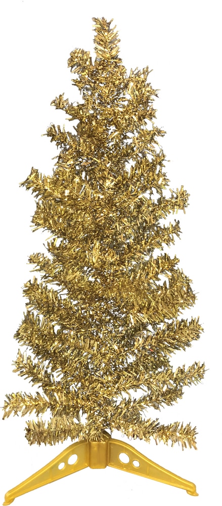 Mini Gold Tinsel Christmas Tree | Party City