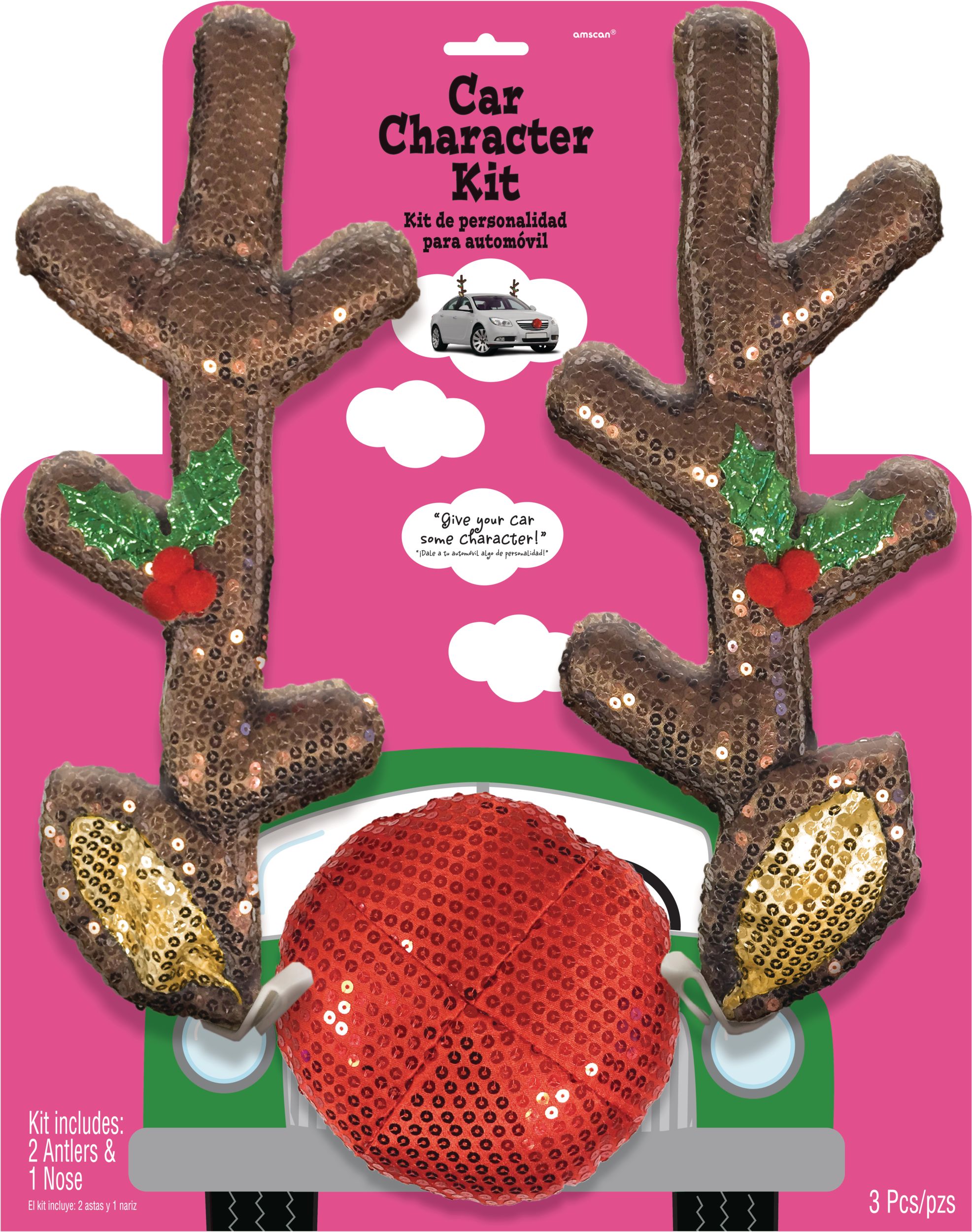 Sequin Rudolph Reindeer Car Decorating Kit, 3-pc | Party City