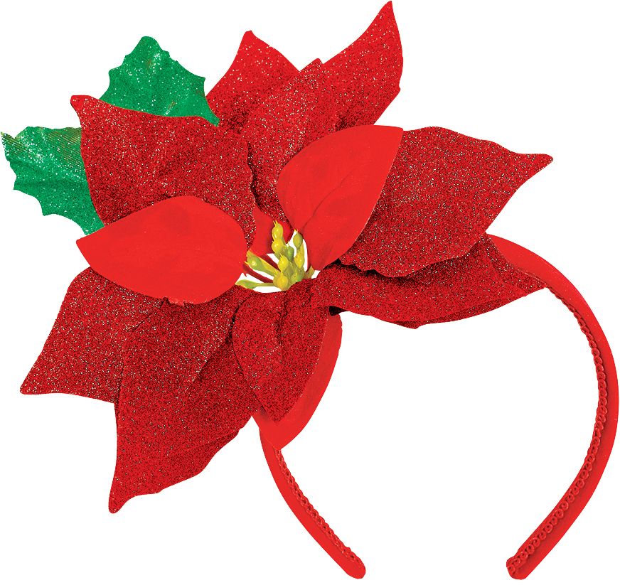 Glitter Poinsettia Headband | Party City